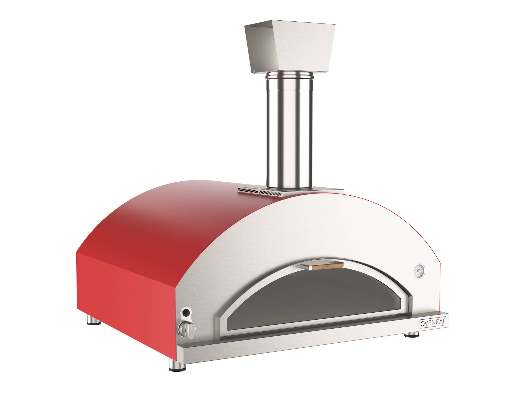 Four pizza gaz LUX 5 - Rouge + Pelle à Pizzas + Chariot + Tablette ...