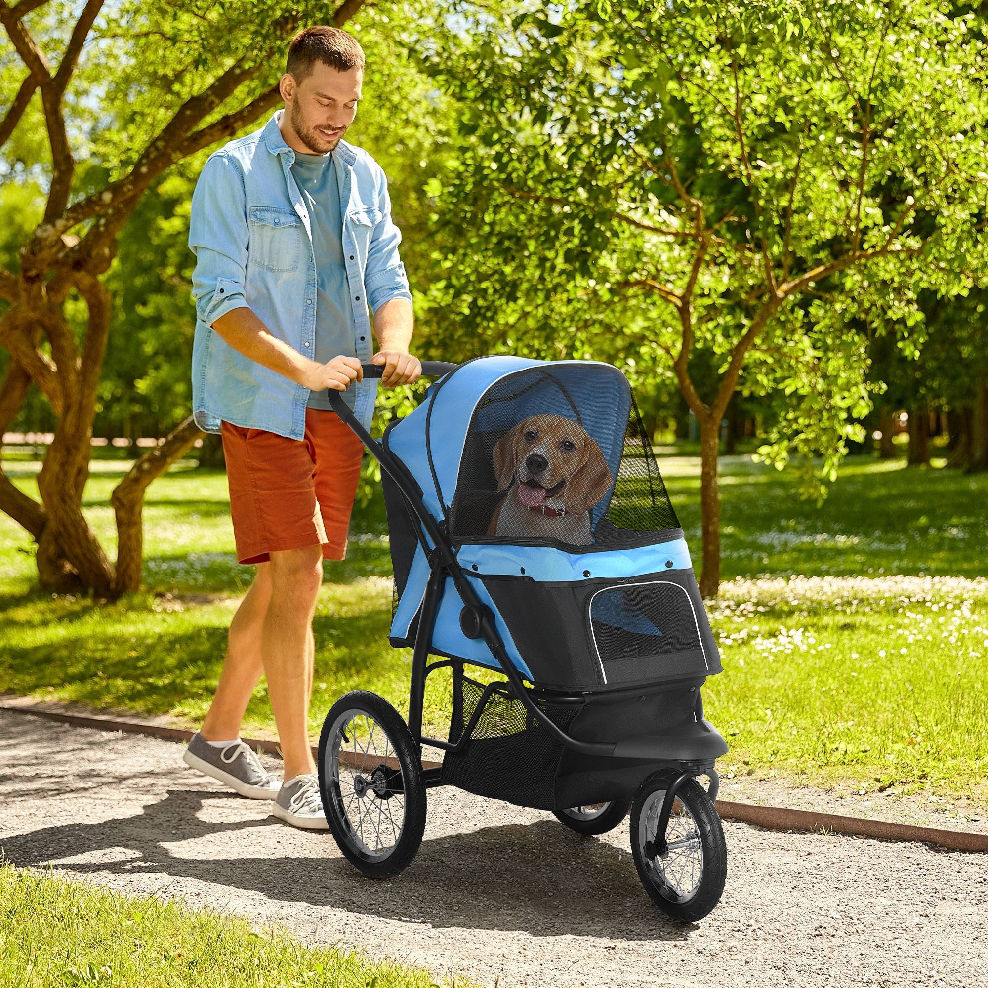 Poussette pour chien métal bleu 111 x 58 x 107 cm - PANGIVO - Gamm vert