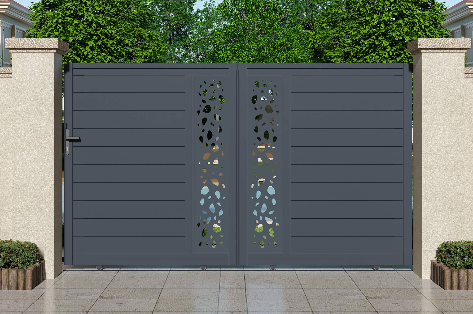 Casanoov Portail coulissant 3 m SUNNY H.180 cm aluminium gris - Gamm vert