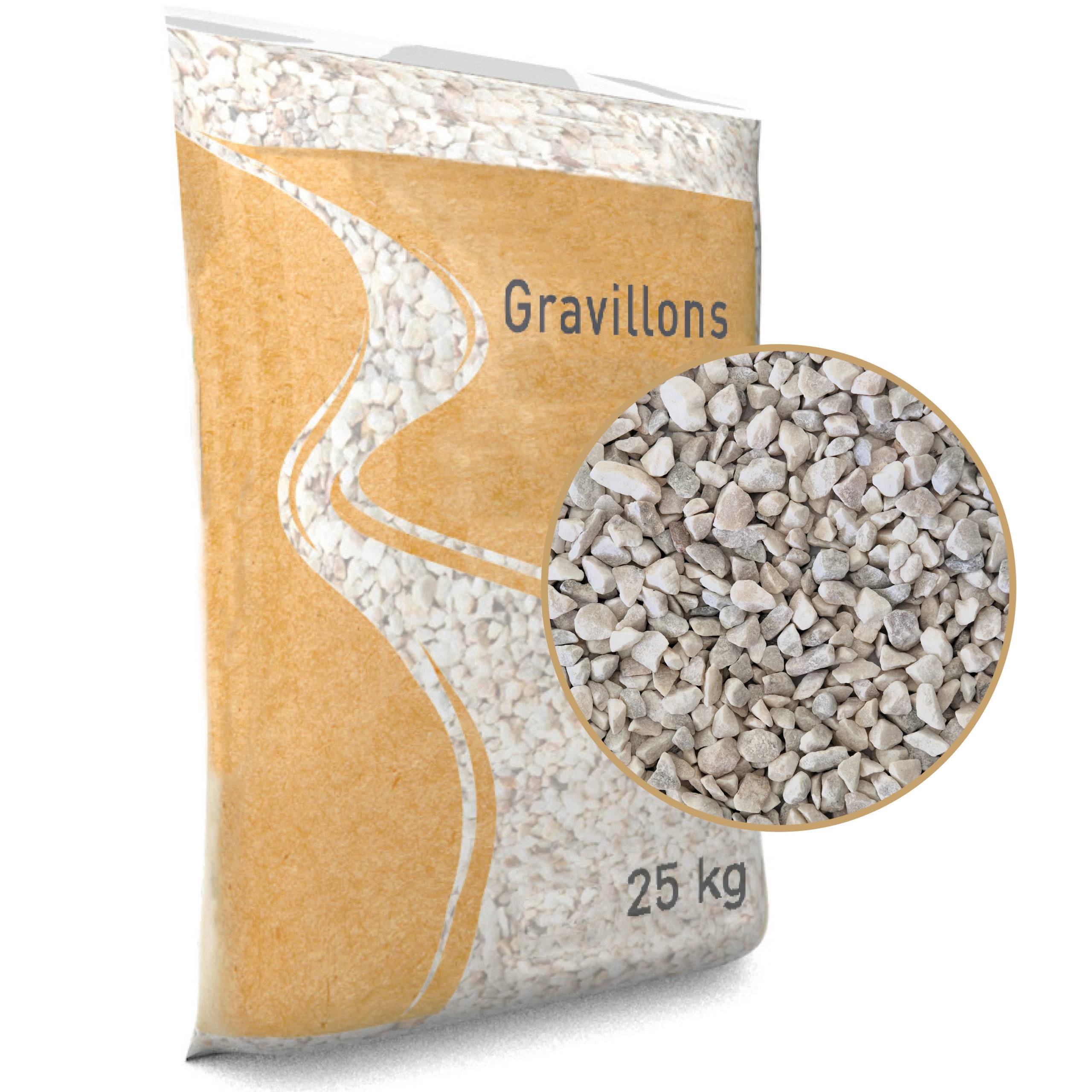 Gravillon concassé quartz blanc 6/10 en sac de 25 KG - Gamm vert