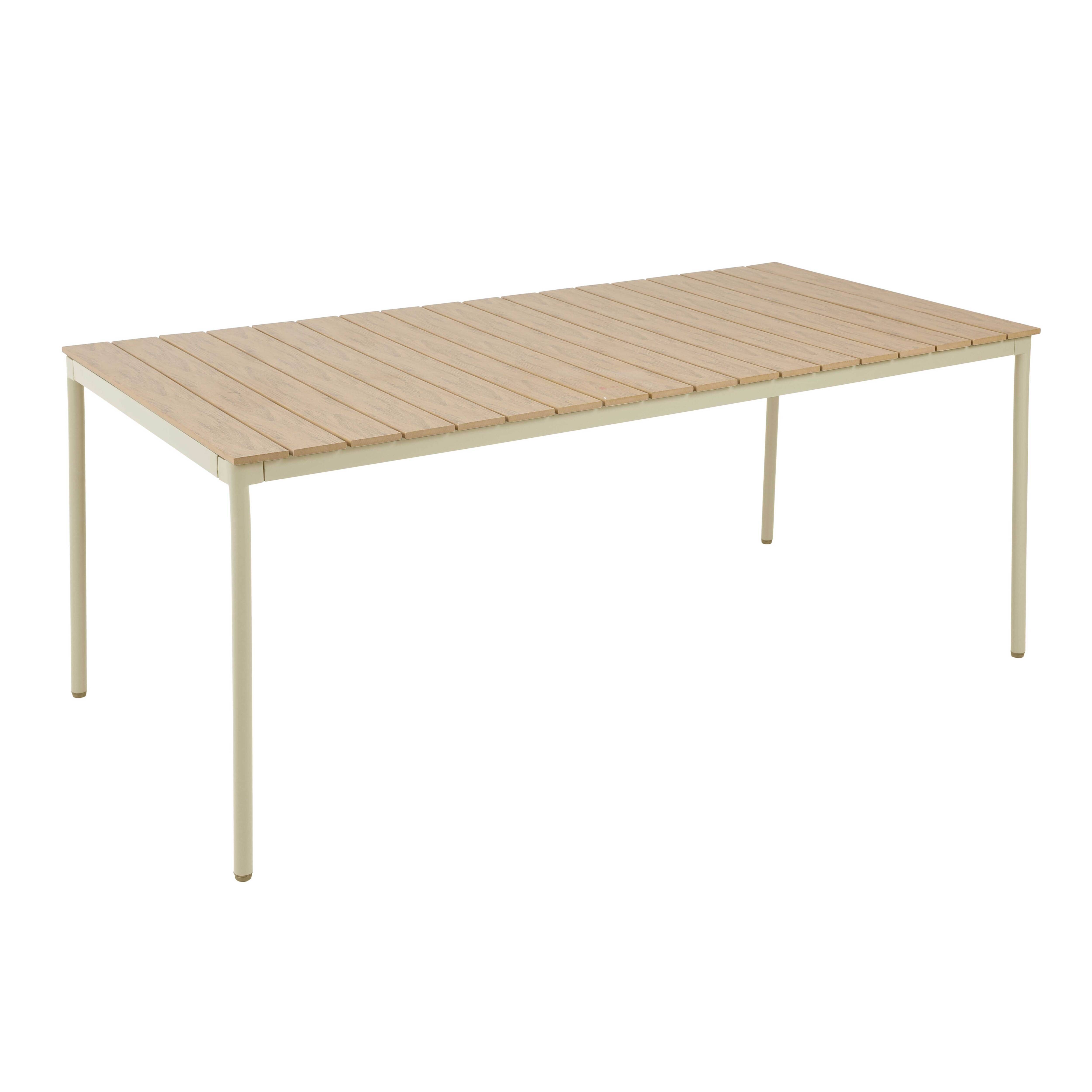 Table de jardin 180x90 cm en métal et bois crème - Oviala - Gamm vert