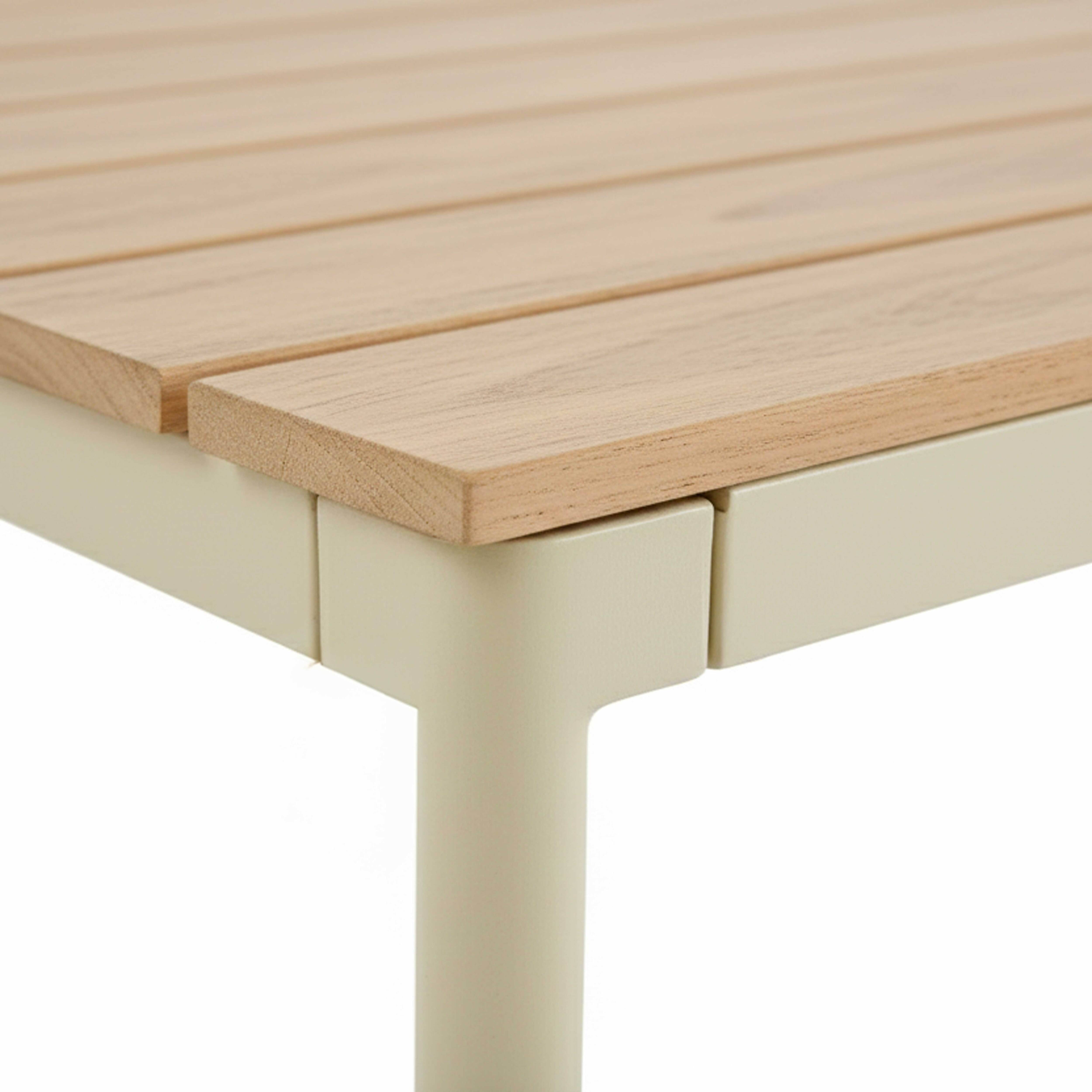 Table de jardin 180x90 cm en métal et bois crème - Oviala - Gamm vert