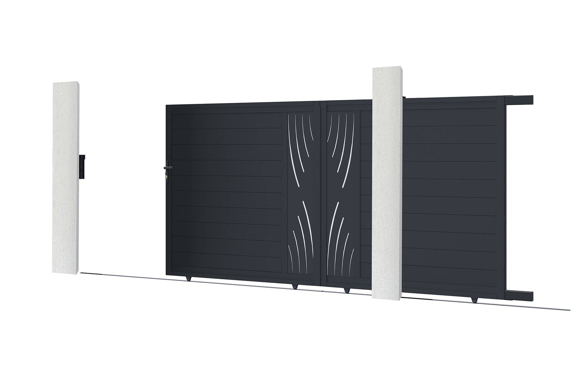 Casanoov Portail coulissant 3,5 m VELETA H.180 cm aluminium gris - Gamm ...