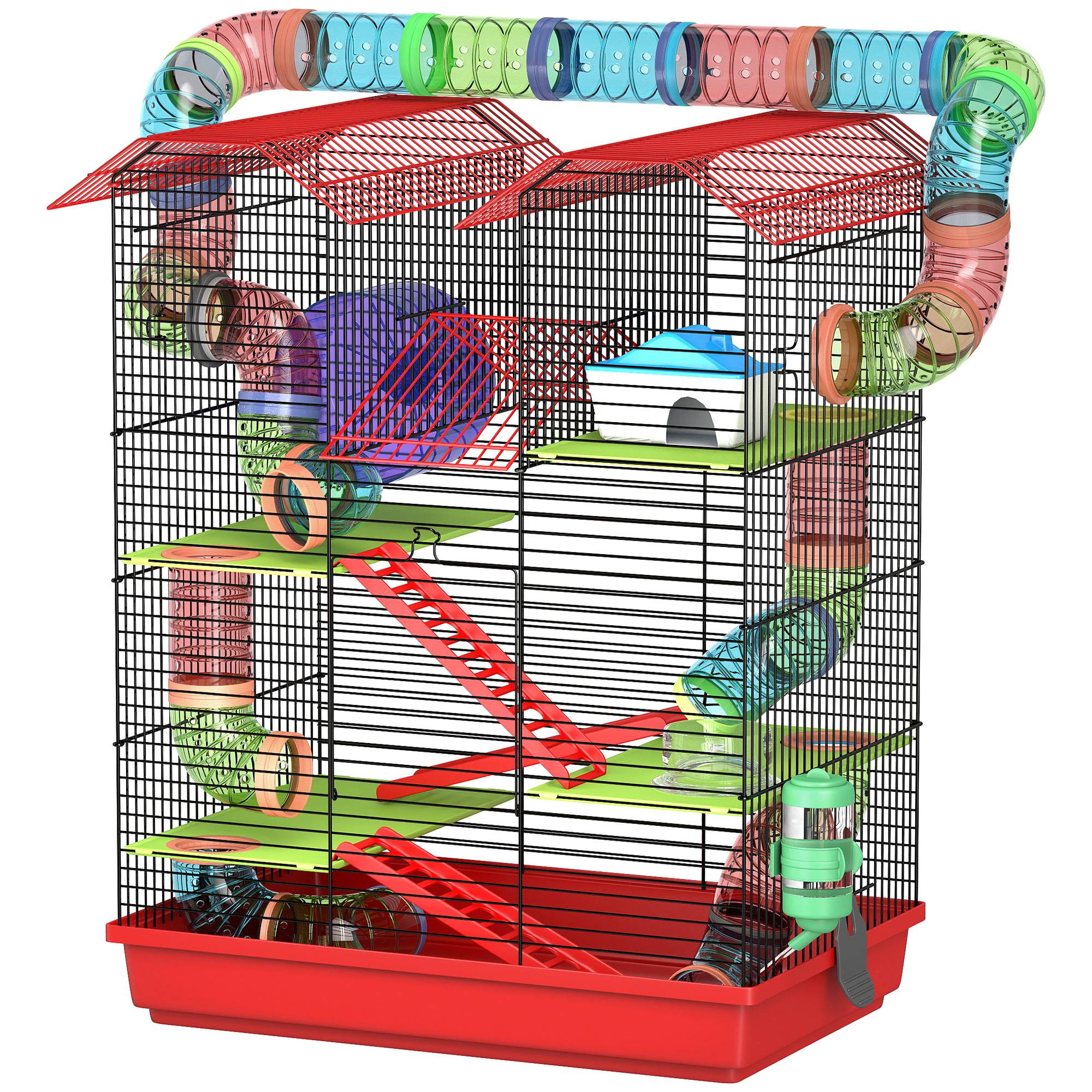 Cage pour hamster et rongeur acier et plastique rouge 47 x 30 x 59 cm ...