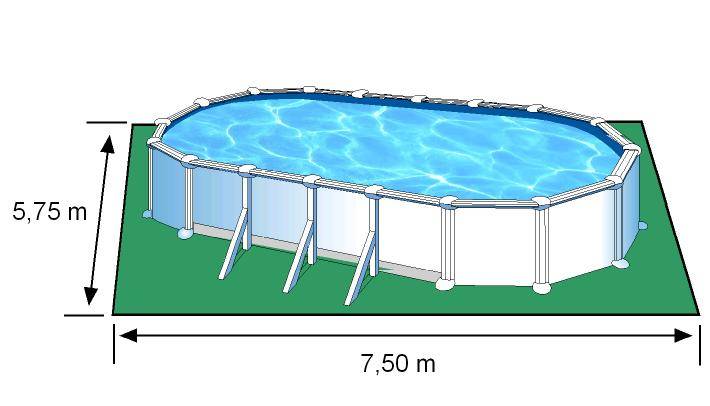Piscine Ovale Acier 7 44m X 3 99m X H 1 32m Filtration à Sable