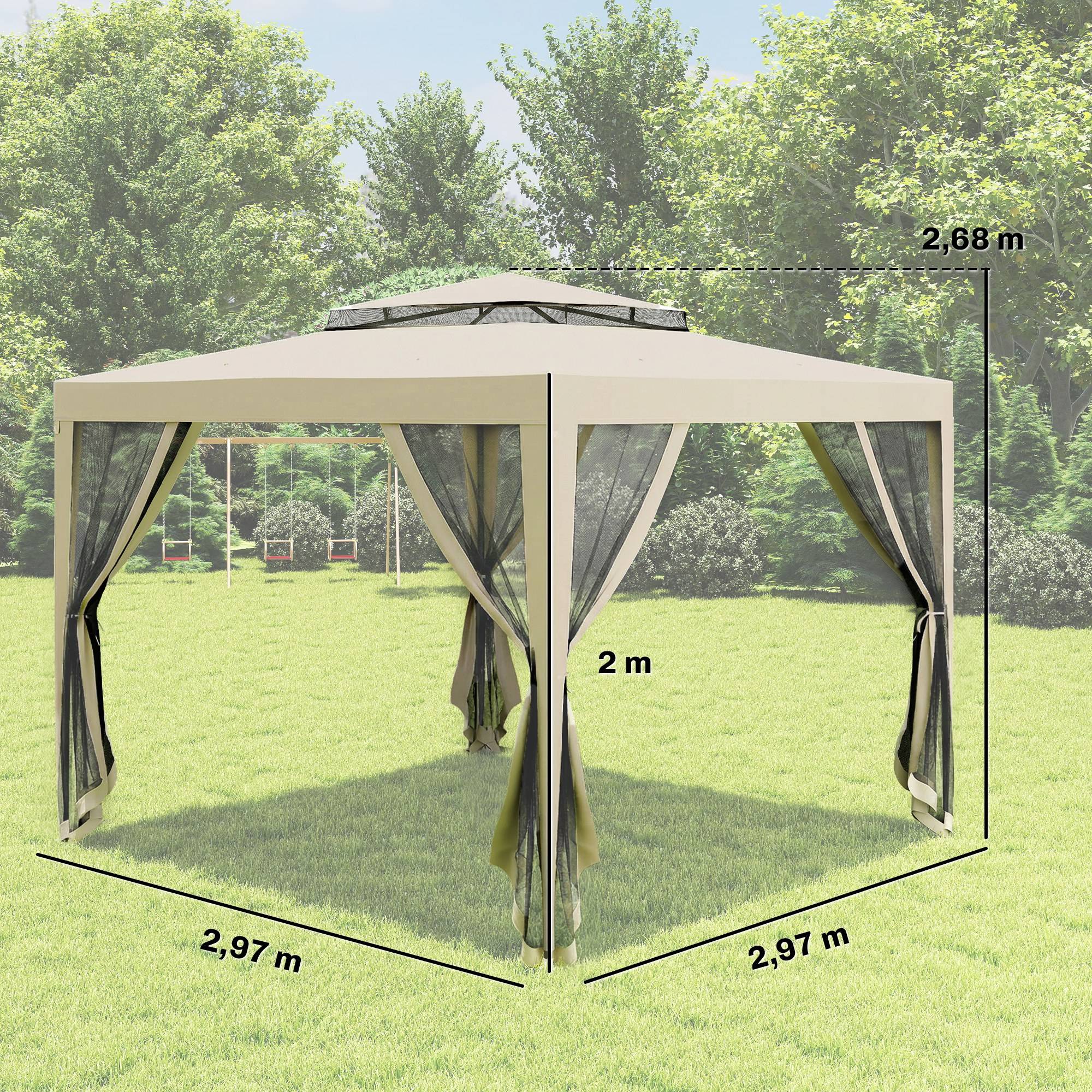 Tonnelle barnum de jardin 3L x 3l m avec 4 moustiquaires amovibles ...