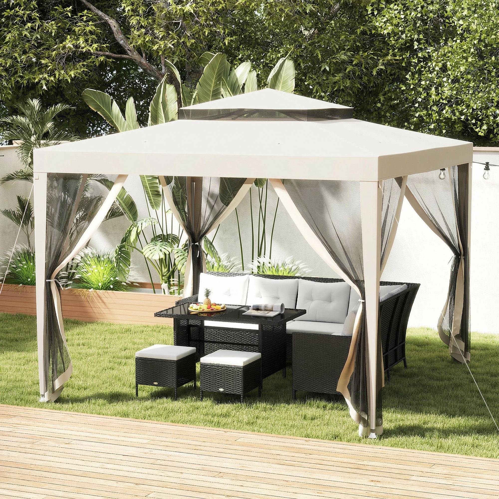 Tonnelle barnum de jardin 3L x 3l m avec 4 moustiquaires amovibles ...