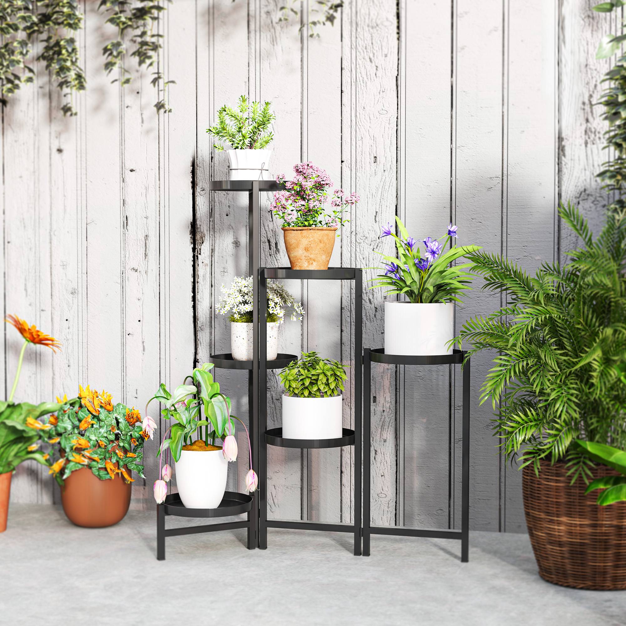 Support à plantes métal noir 60 x 40 x 80 cm - PANGIVO - Gamm vert