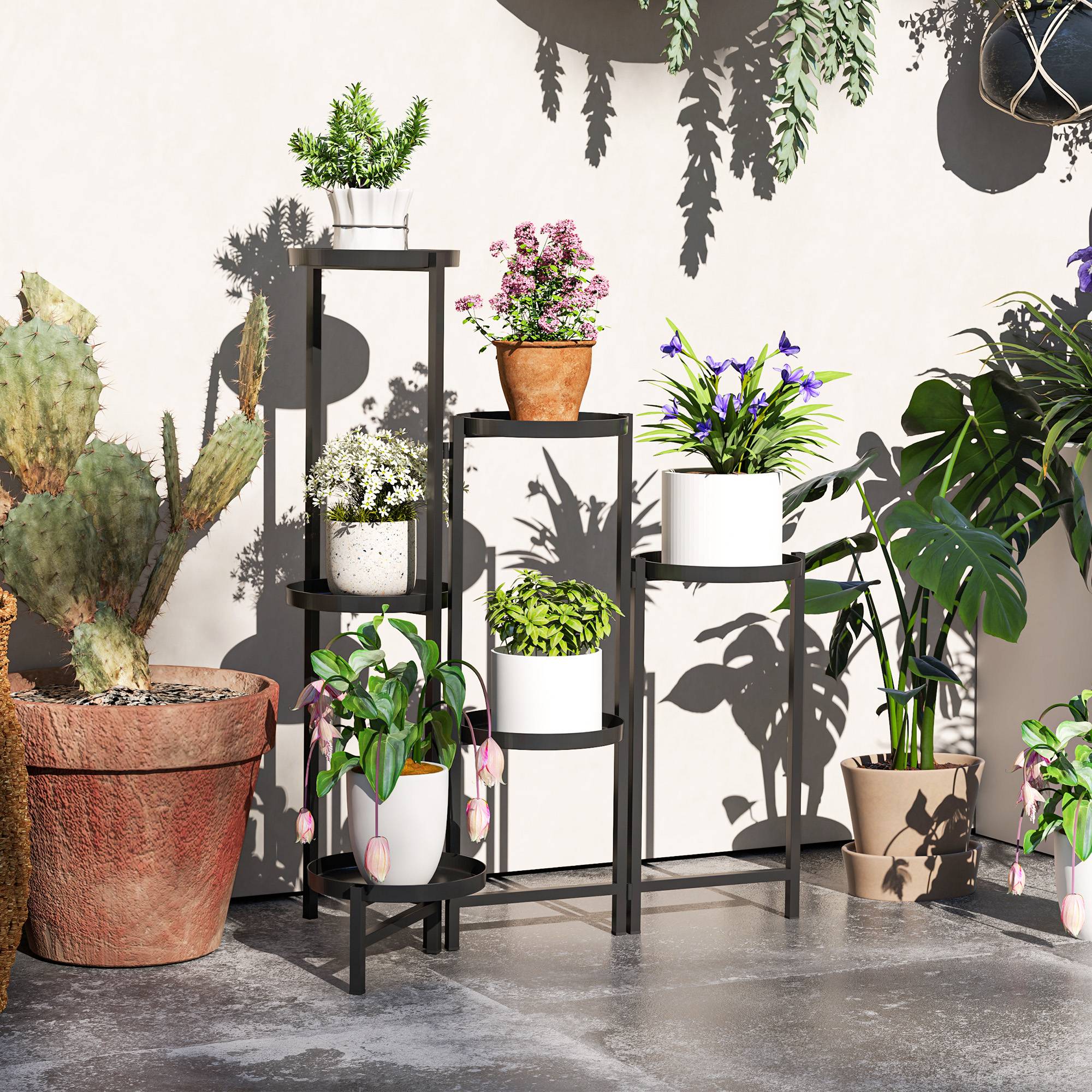 Support à plantes métal noir 60 x 40 x 80 cm - PANGIVO - Gamm vert