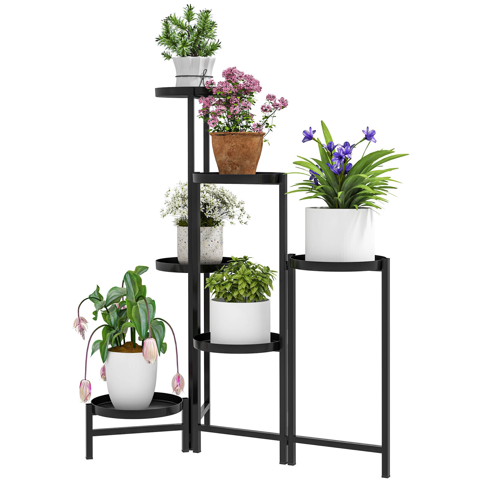 Support à plantes métal noir 60 x 40 x 80 cm - PANGIVO - Gamm vert
