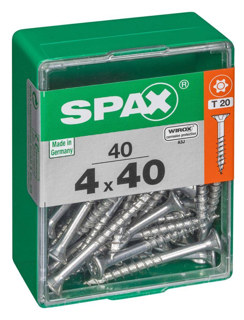 Lot de 40 vis acier tête autofraisée plate SPAX, Diam.4 mm x L.40 mm ...