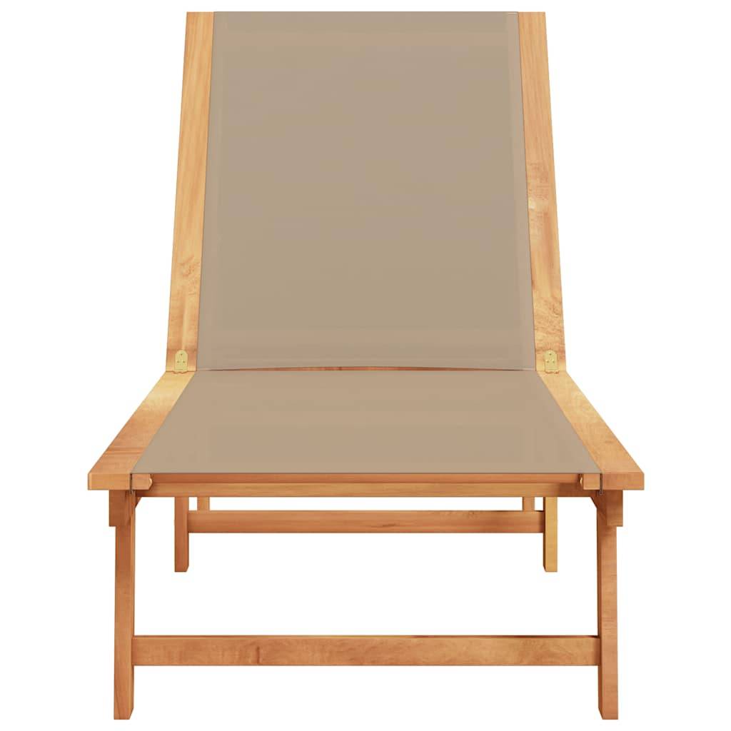Chaise longue bois d'acacia taupe textilène 200 x 66 x 98 cm - PANGIVO ...