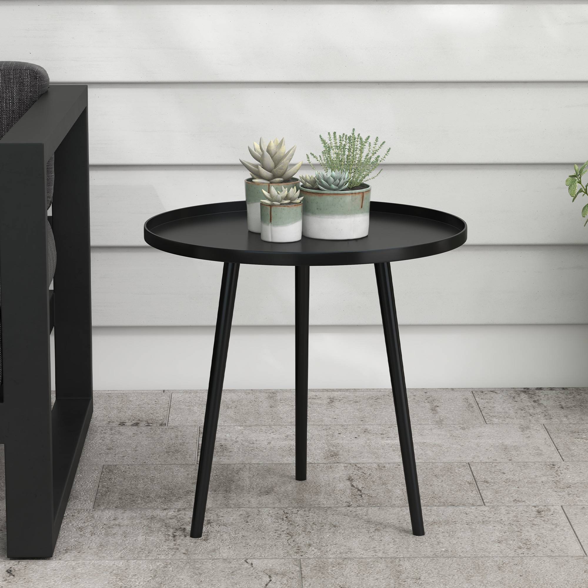 Table d'appoint extérieure aciers noir 40 x 40 x 50 cm - PANGIVO - Gamm ...