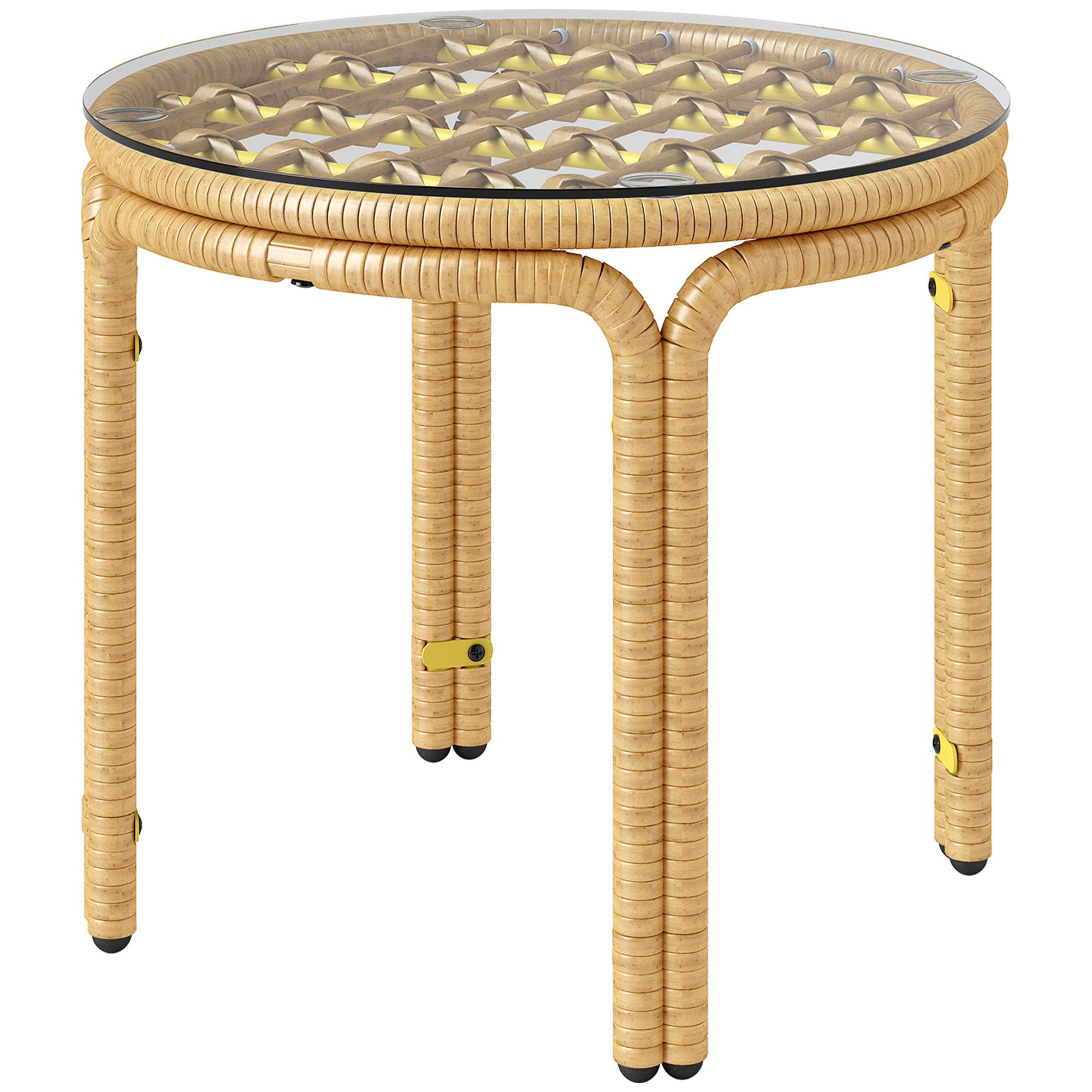 Table d'appoint extérieure résine tressée jaune 50 x 50 x 44 cm ...