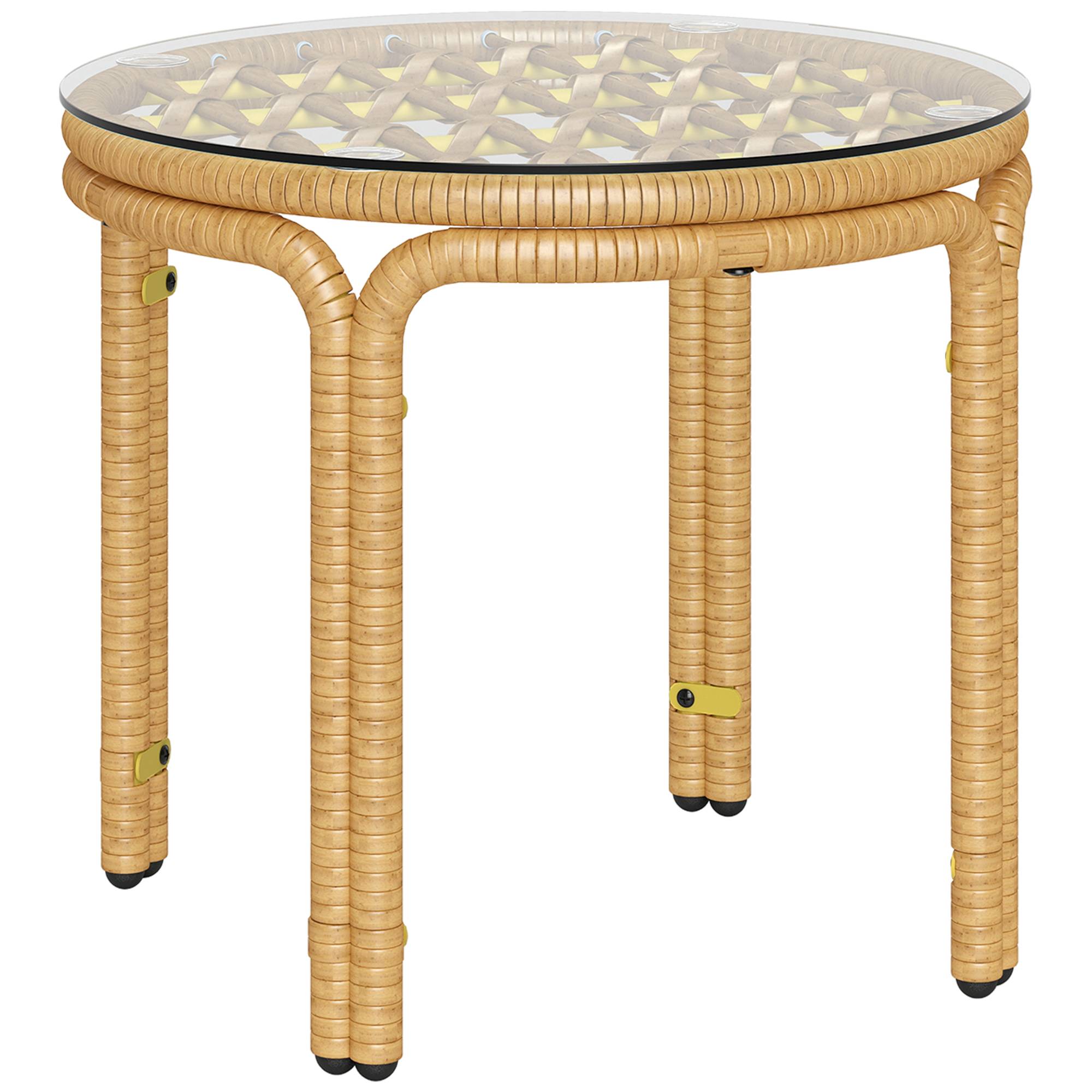 Table d'appoint extérieure résine tressée jaune 50 x 50 x 44 cm ...