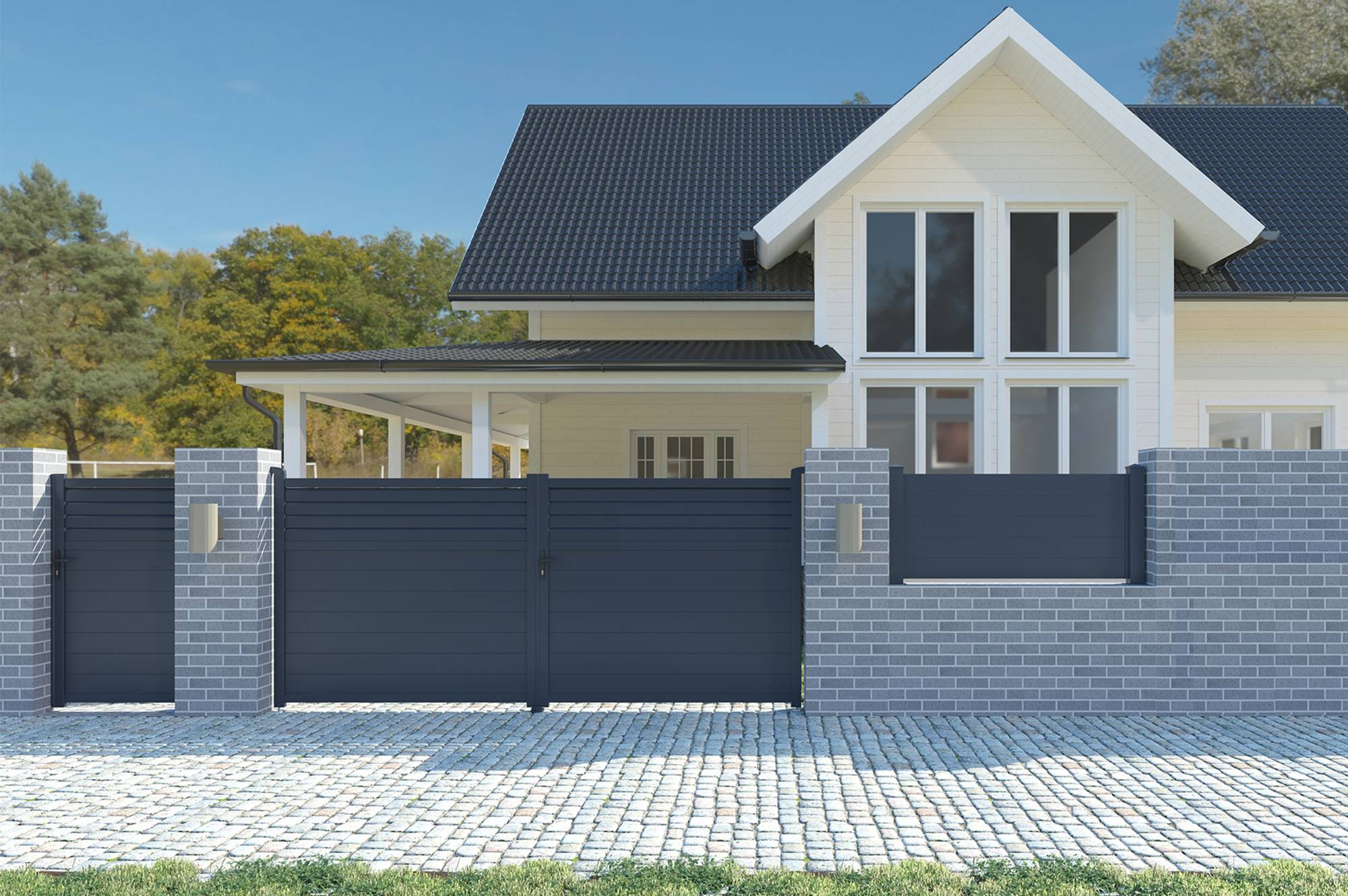 Casanoov Portail battant 4 m CARPATIA H.180 cm aluminium gris - Gamm vert