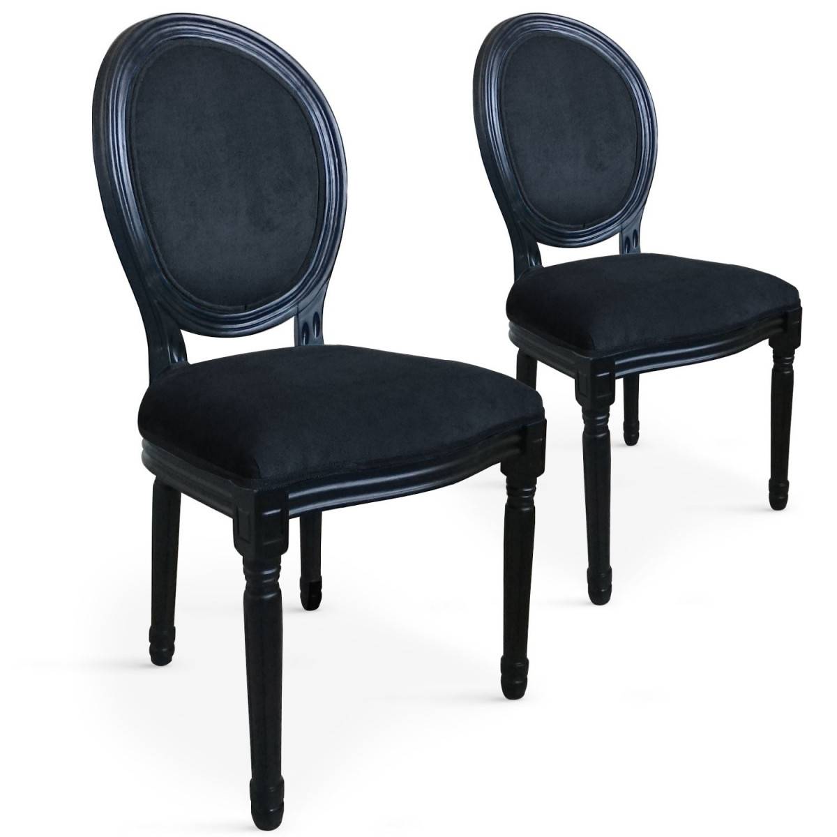 Lot de 20 Chaises Médaillon Velours "Versailles" 96cm Noir - Gamm vert