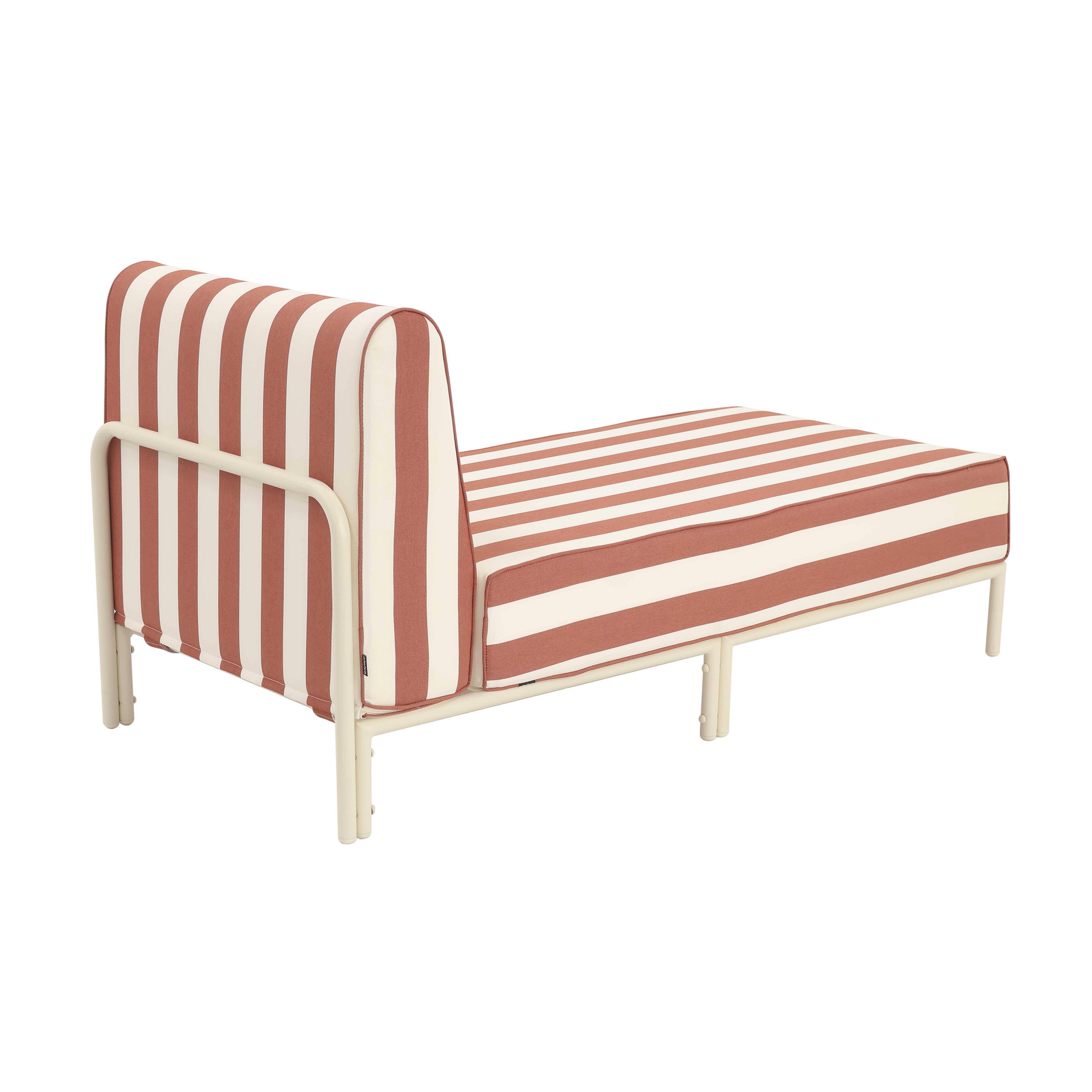 Méridienne rayée pour salon de jardin modulable en tissu terracotta ...