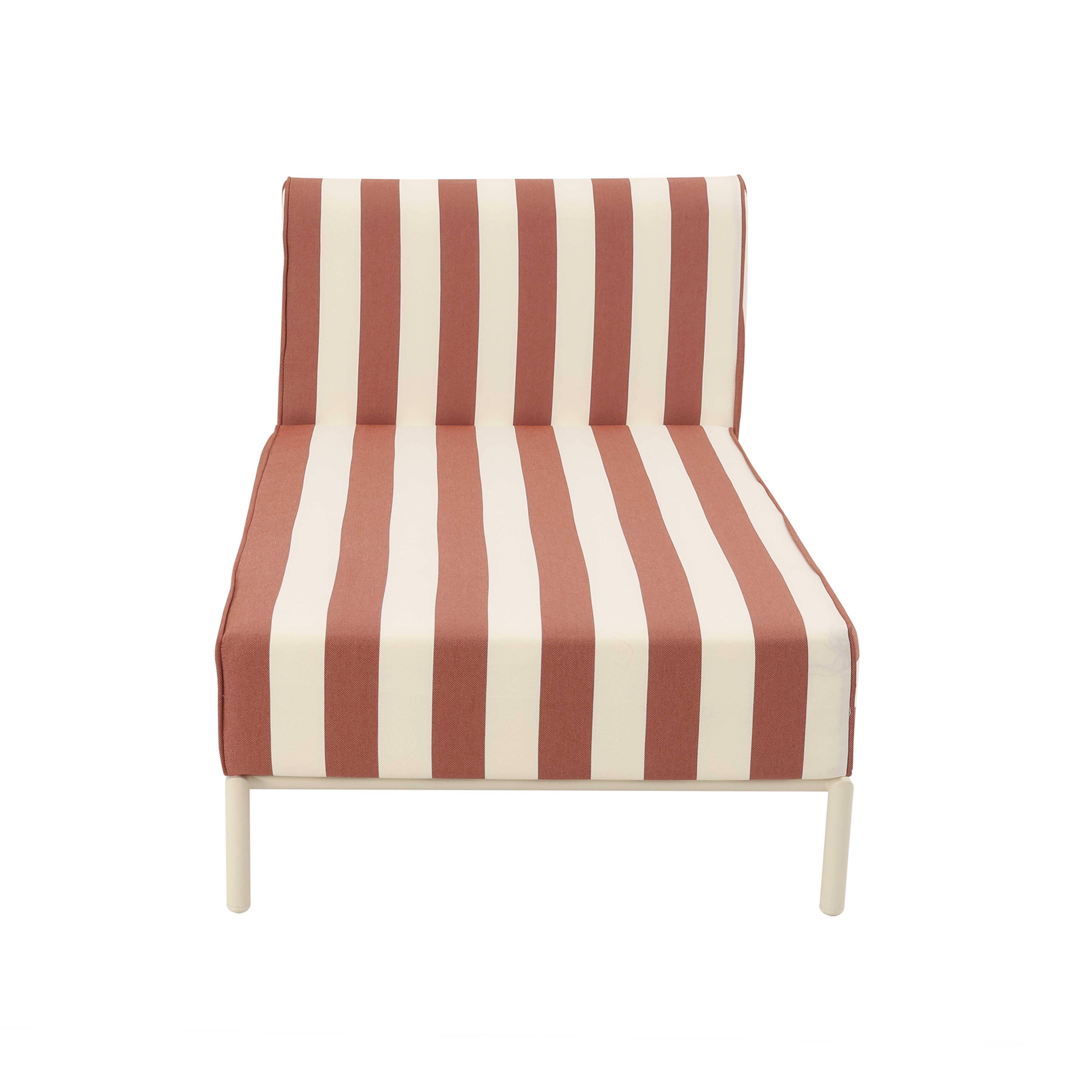 Méridienne rayée pour salon de jardin modulable en tissu terracotta ...