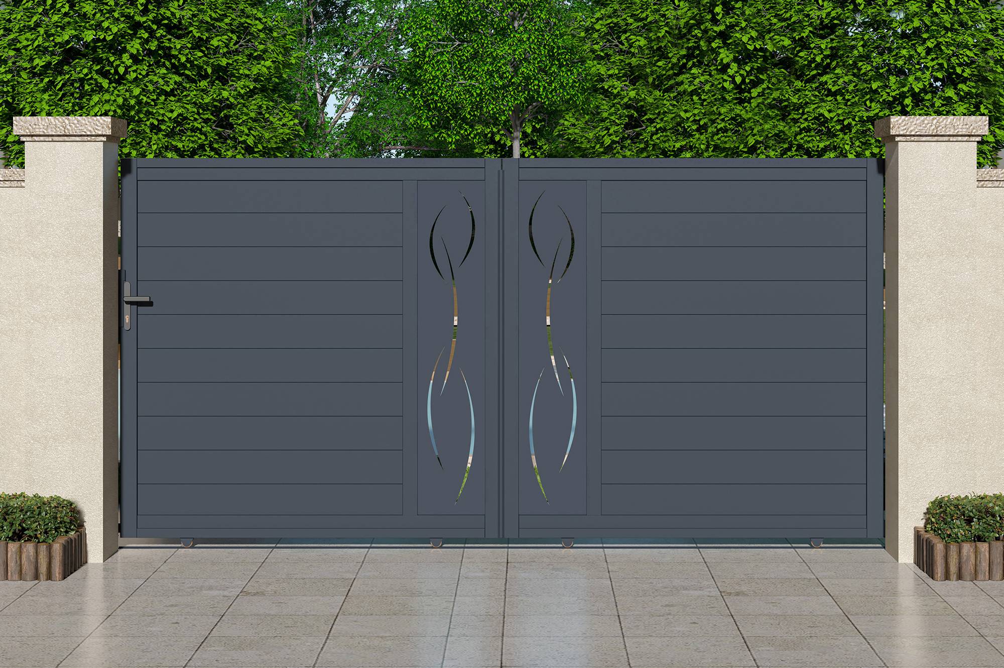 Casanoov Portail coulissant 3,5 m LIFE H.180 cm aluminium gris - Gamm vert