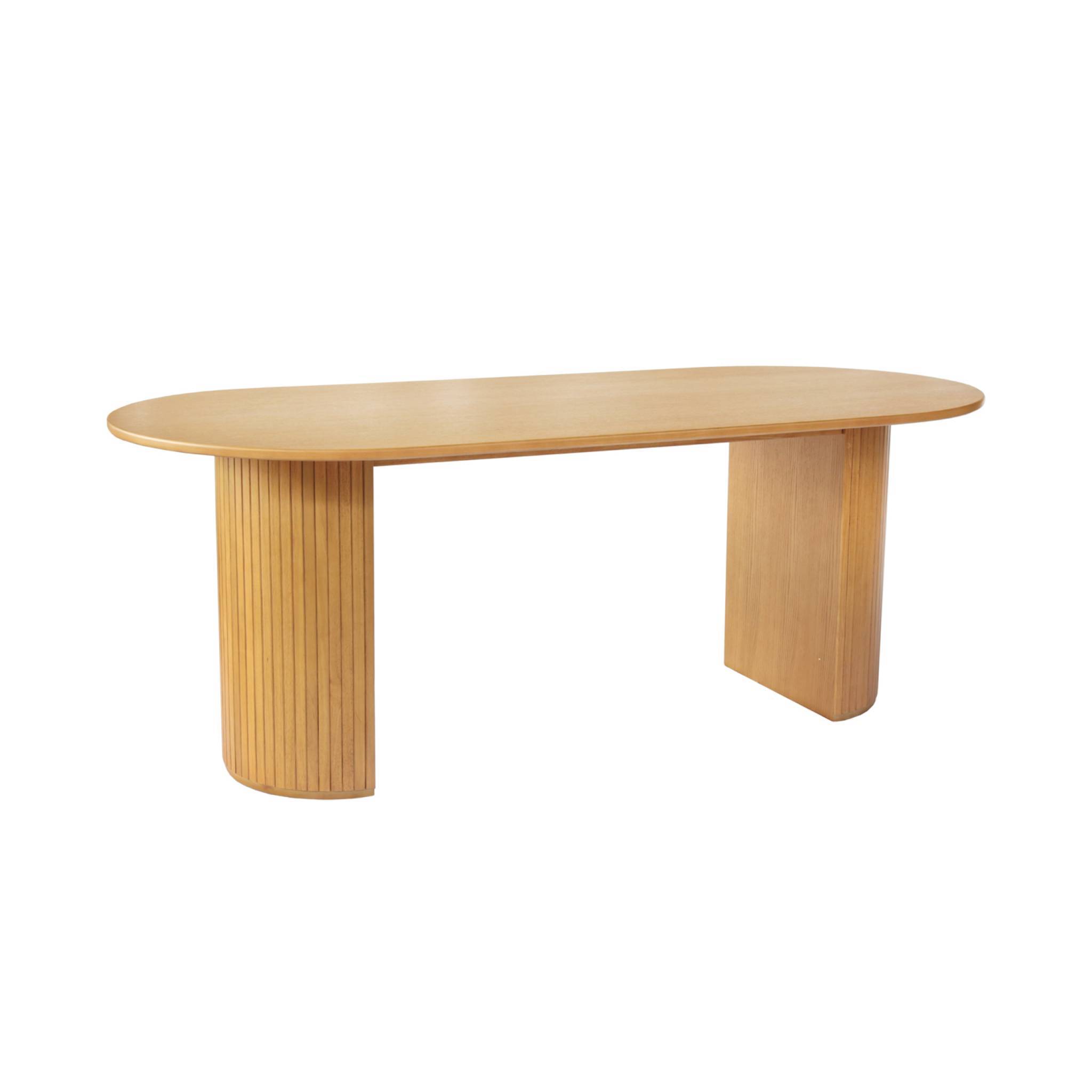 Table à manger oblongue bois d'hévéa et placage chêne 6-8 places ...