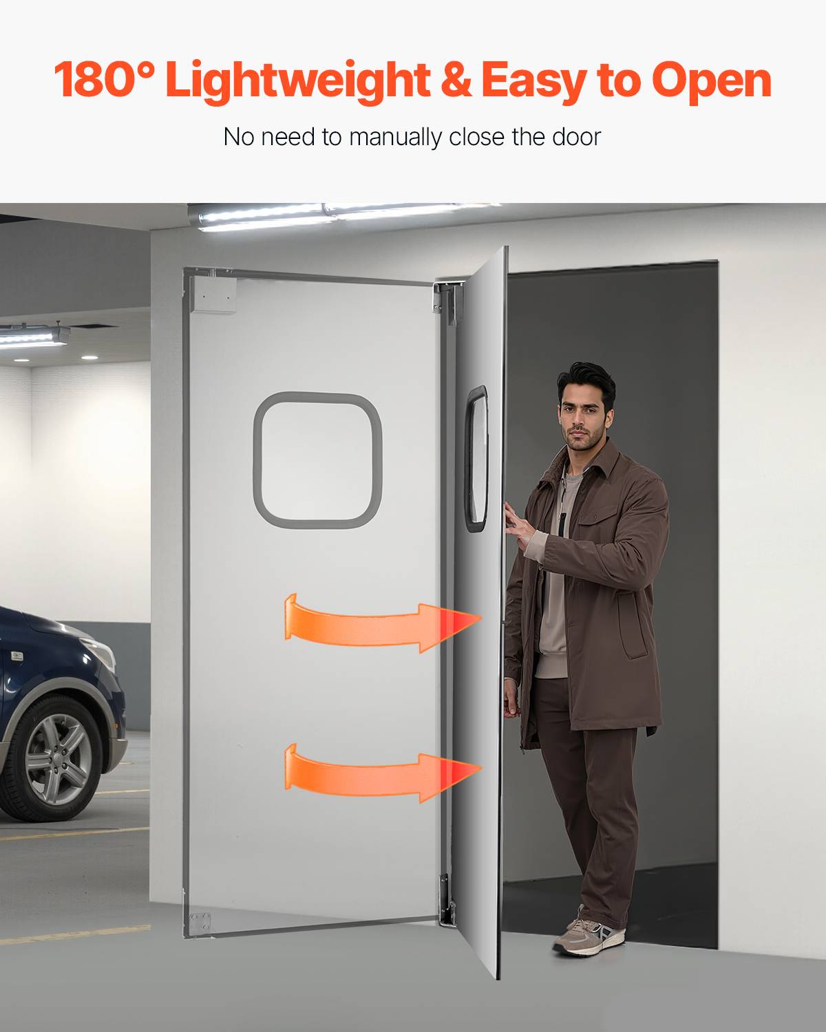 VEVOR Porte battante inox simple panneau, 91x213 cm, trous pré-percés ...