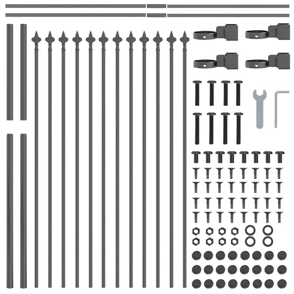 Clôture de jardin Acier gris 170 x 3.4 x 130 cm, Poids :6.25kg ...