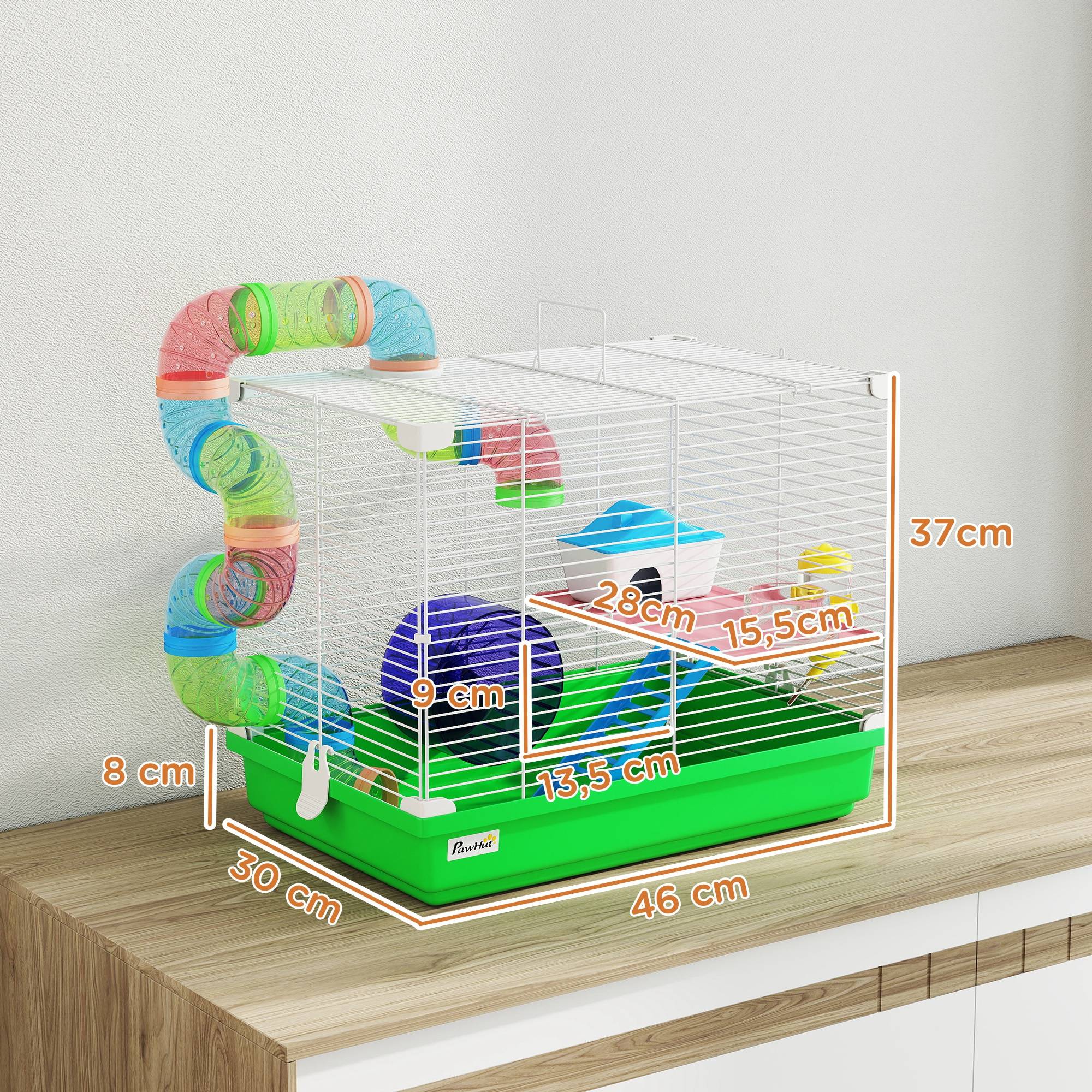 Cage pour rongeur métal et plastique vert 46 x 30 x 37 cm - PANGIVO ...