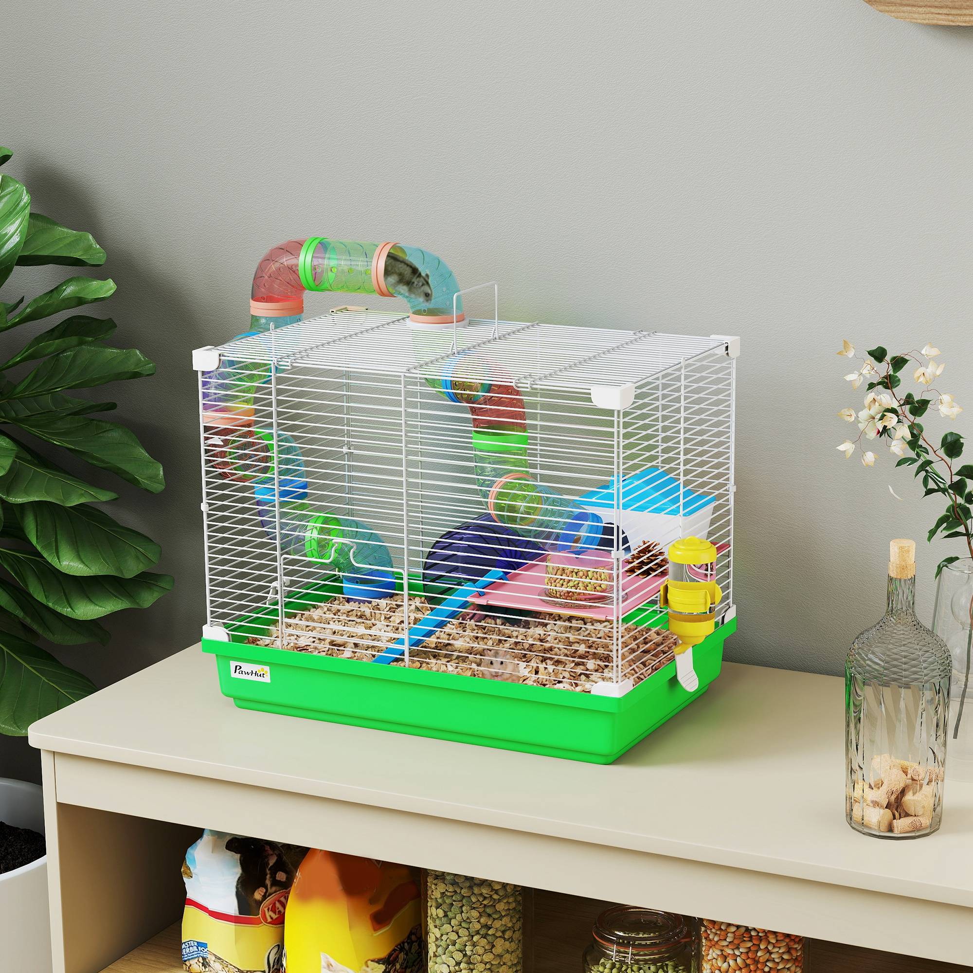 Cage pour rongeur métal et plastique vert 46 x 30 x 37 cm - PANGIVO ...
