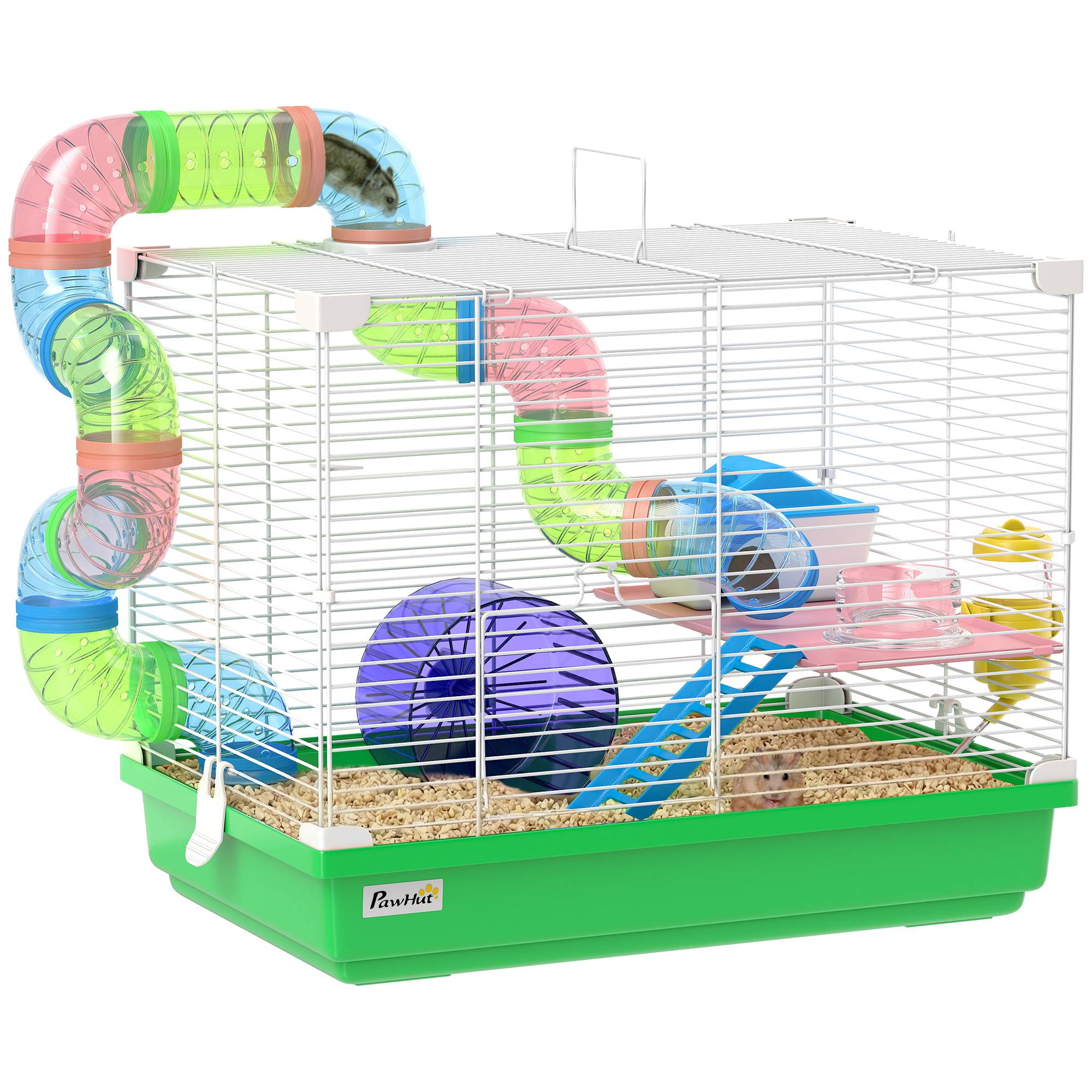 Cage pour rongeur métal et plastique vert 46 x 30 x 37 cm - PANGIVO ...