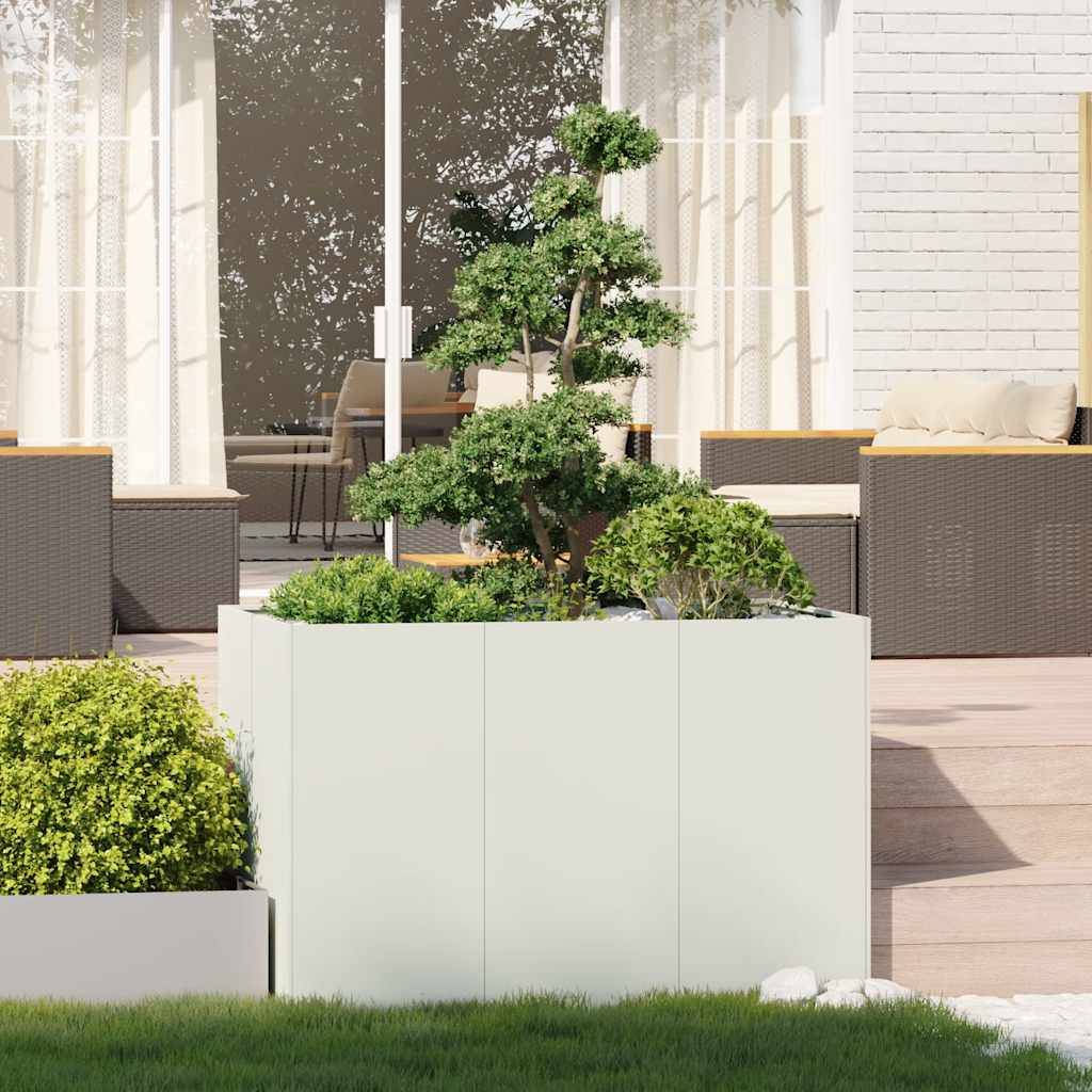 Potager surélevé en acier pour jardin terrasse Blanc 120x80x80 cm ...