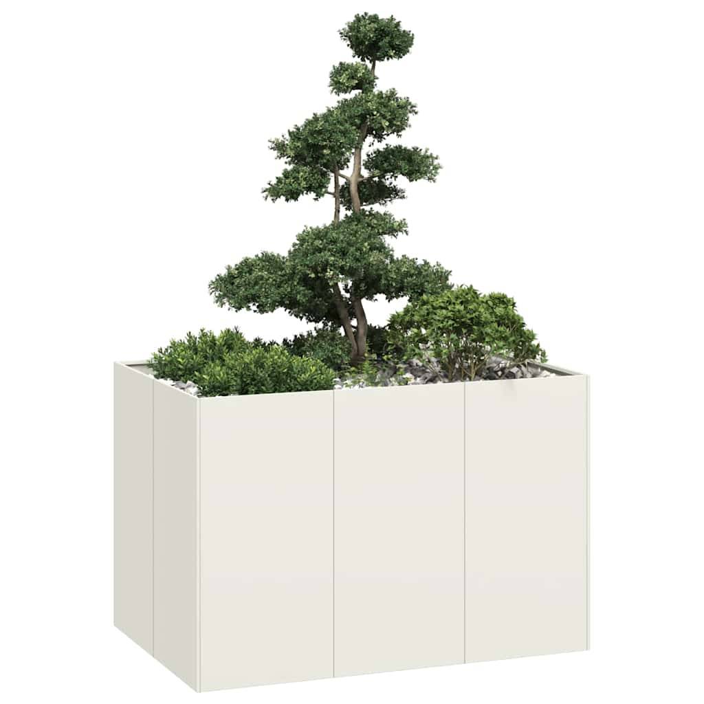 Potager surélevé en acier pour jardin terrasse Blanc 120x80x80 cm ...