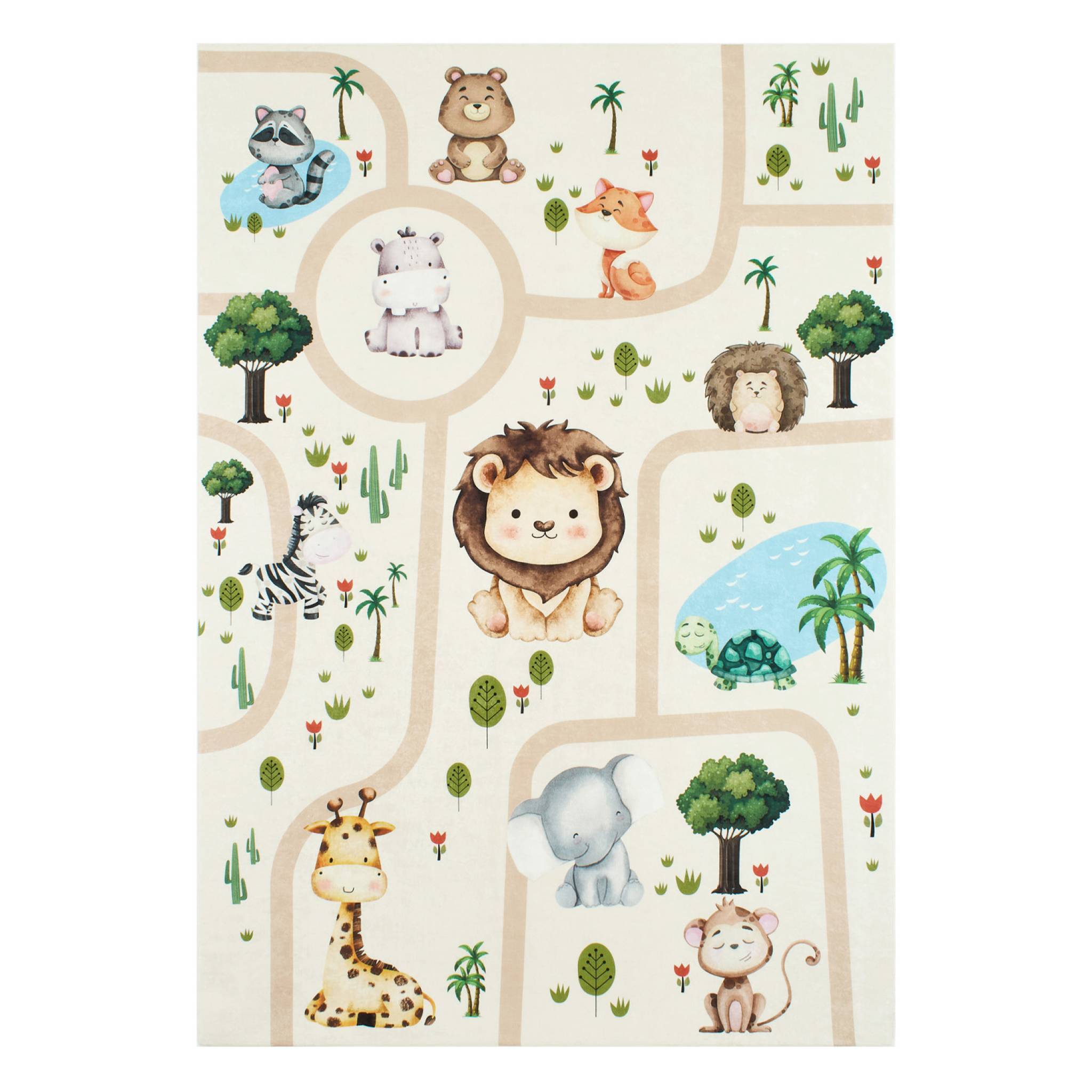 Tapis intérieur enfant blanc imprimé animaux 160 x 230 cm - Marti ...