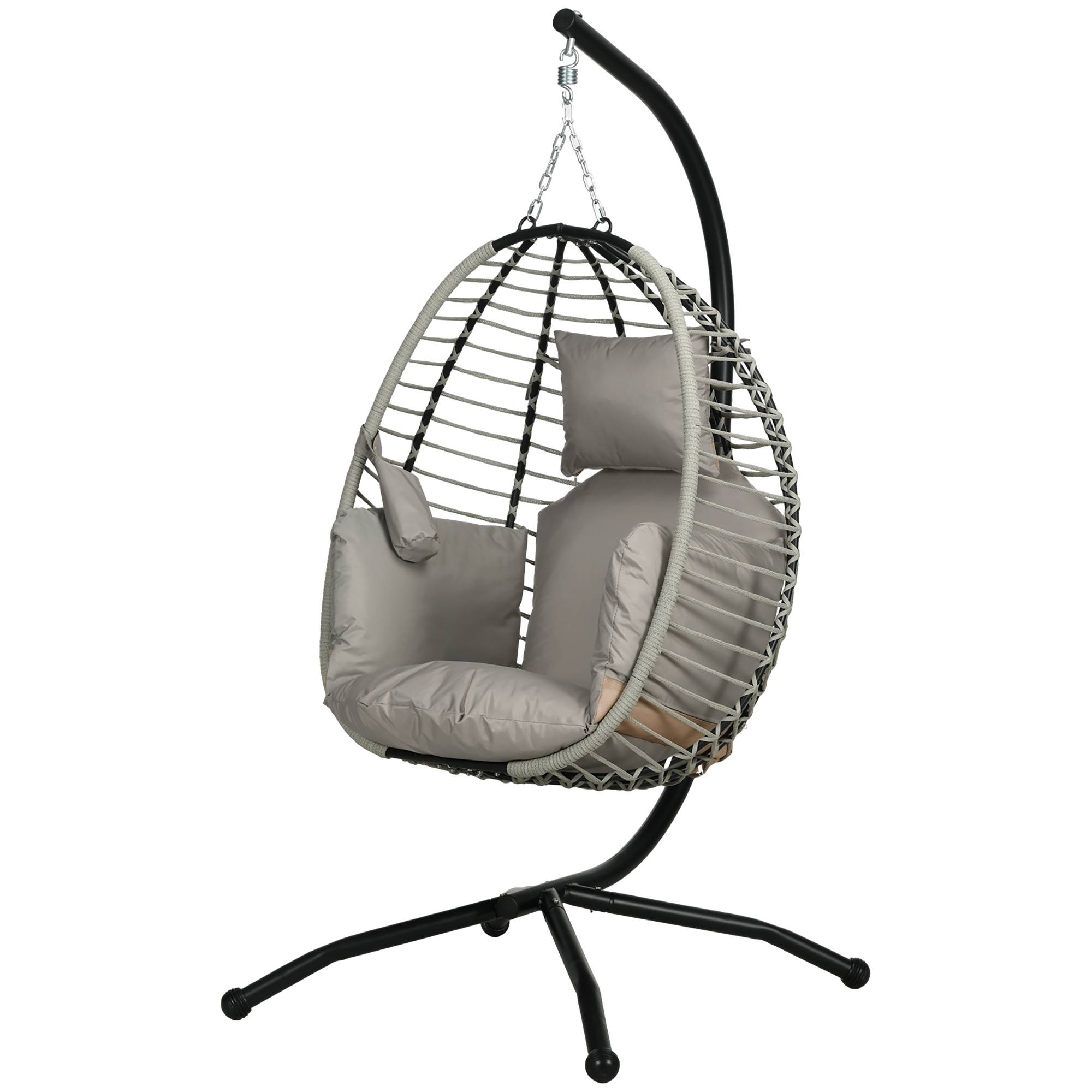 Fauteuil œuf Suspendu pliant avec Coussin et Support Usage intérieur ...