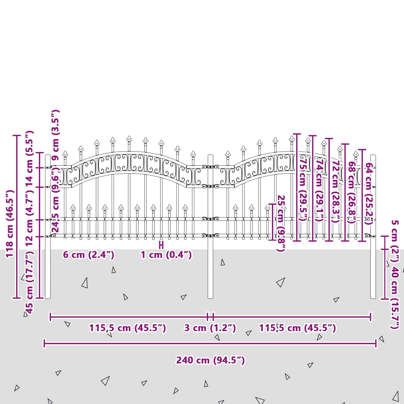 Clôture de jardin acier gris 240 x 118 cm - PANGIVO - Gamm vert