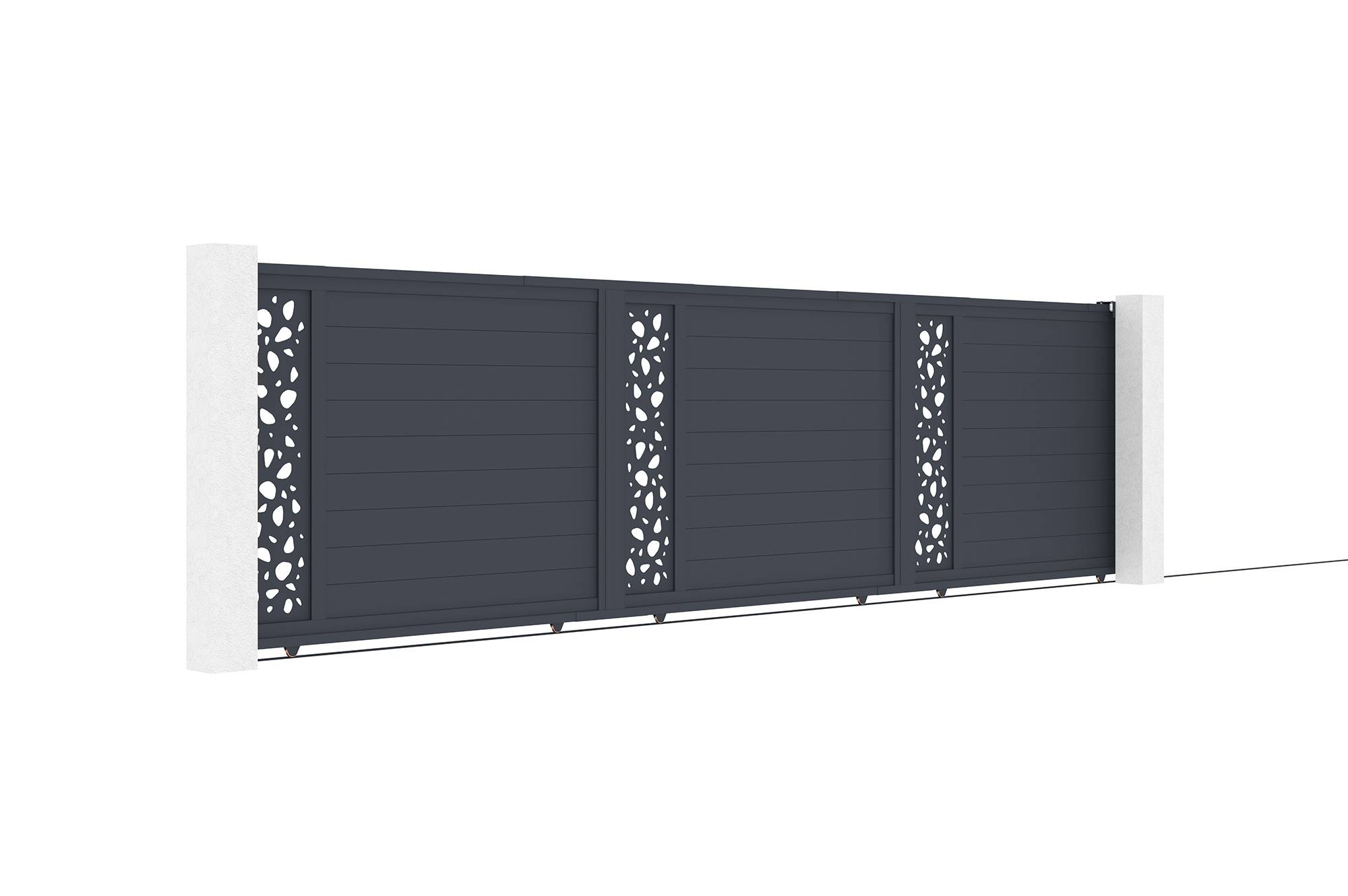 Portail coulissant 6 m SUNNY H.160 cm alu + portillon SUNNY H160 GRIS ...