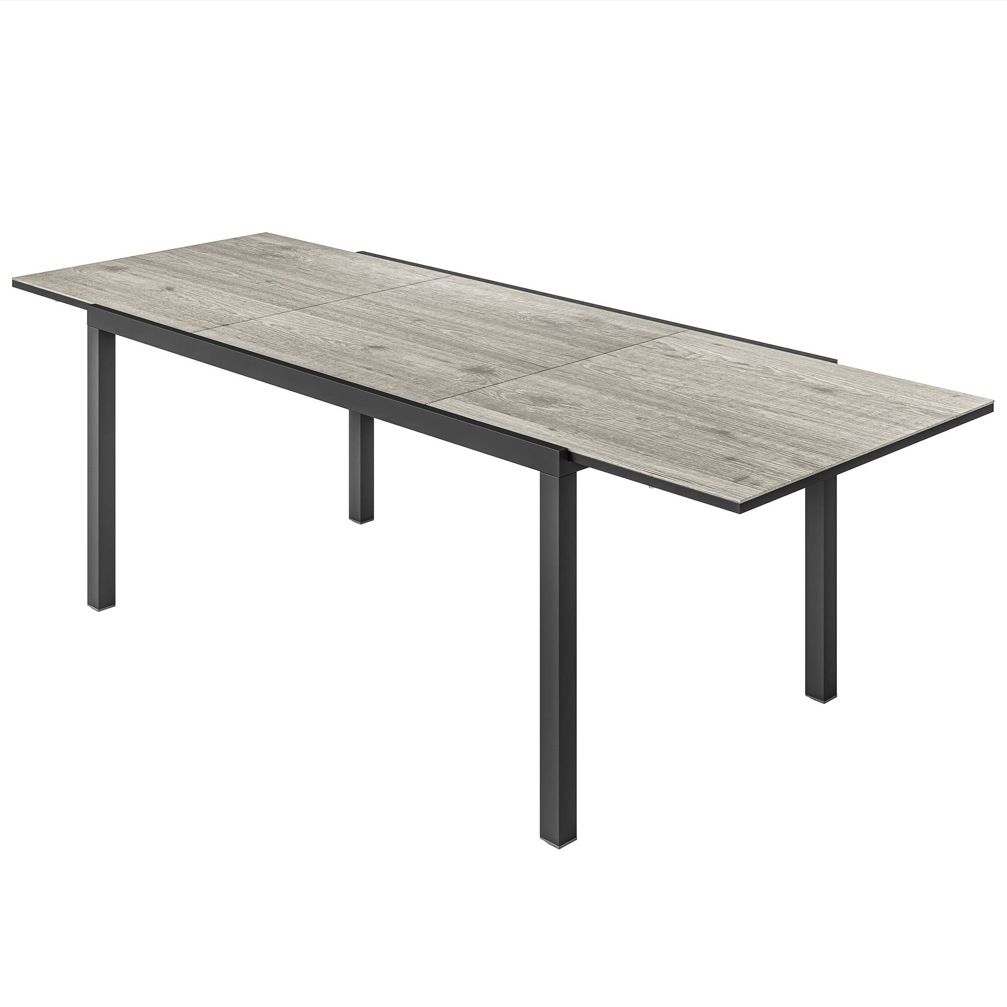 Table de jardin extensible acier plateau imitation bois pour 8 ...