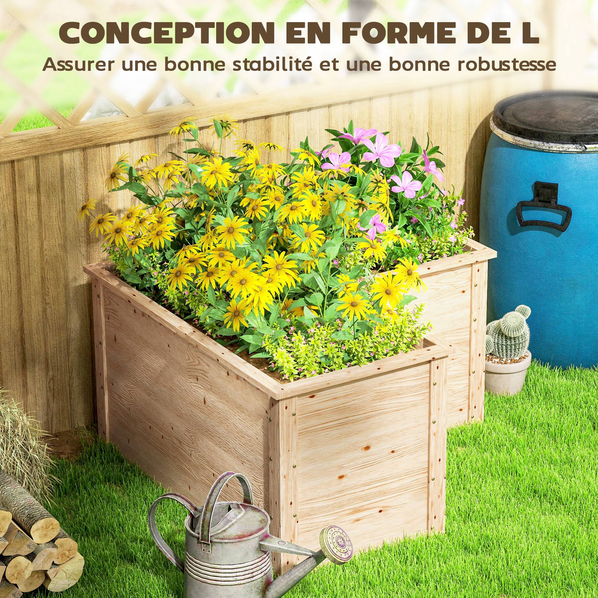 Jardinière en forme de L lit surélevé jardinière extérieure bac à ...