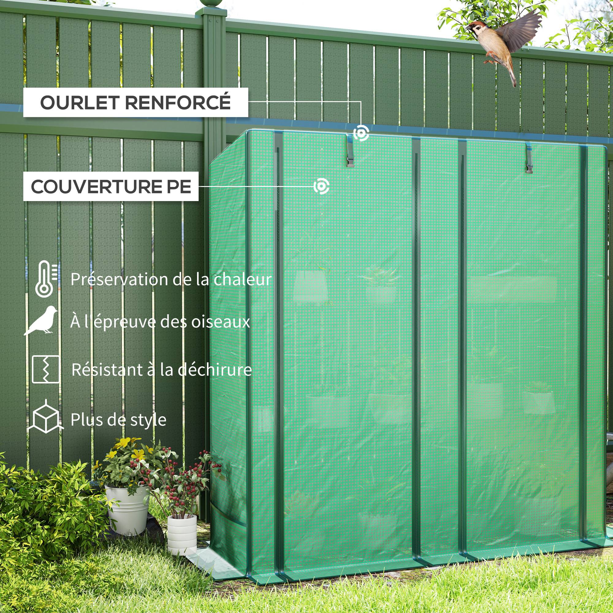 Serre de jardin avec étagères en acier et polyéthylène vert 144 x 48 x ...