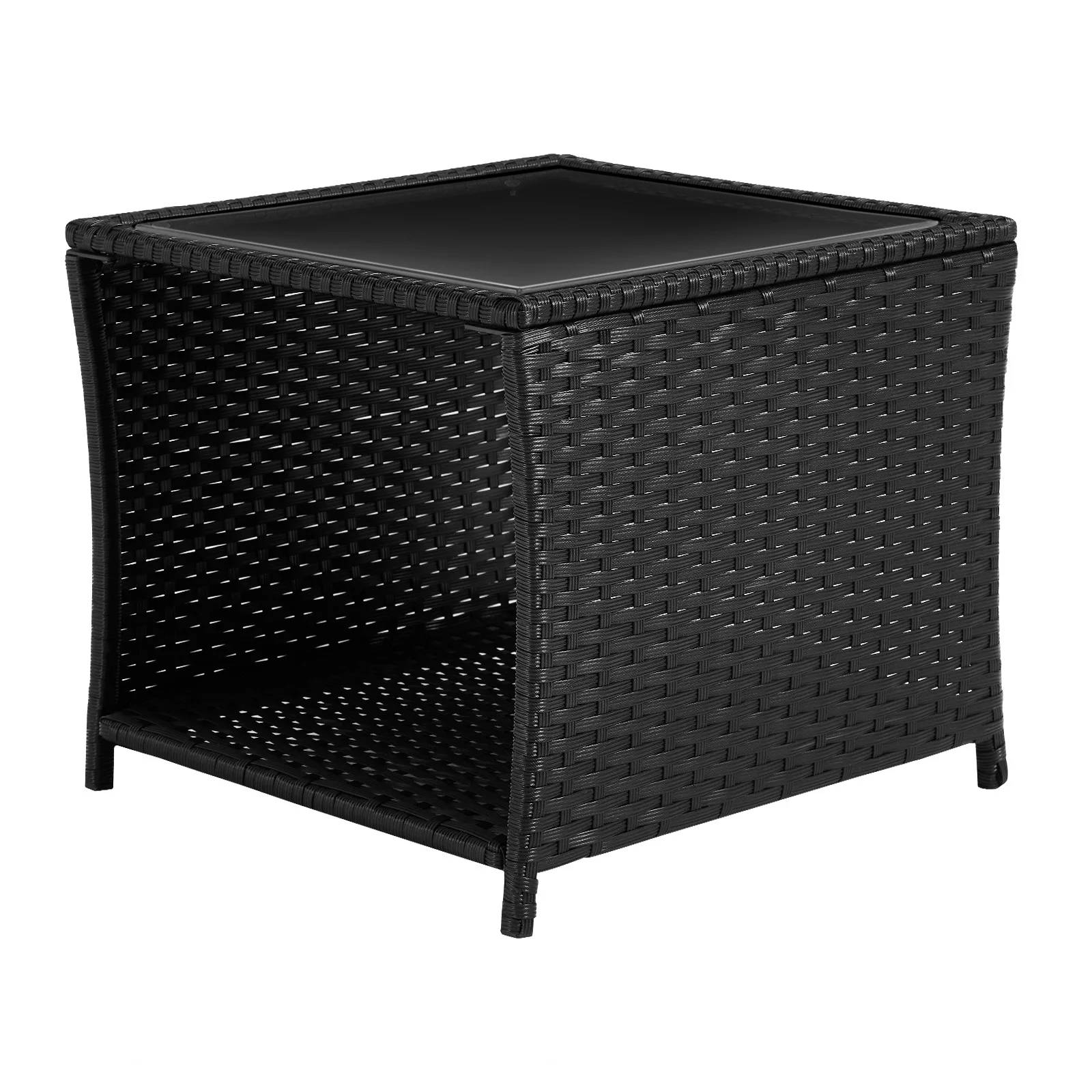Petite table d'appoint rotin avec espace rangement, terrasse et salon ...