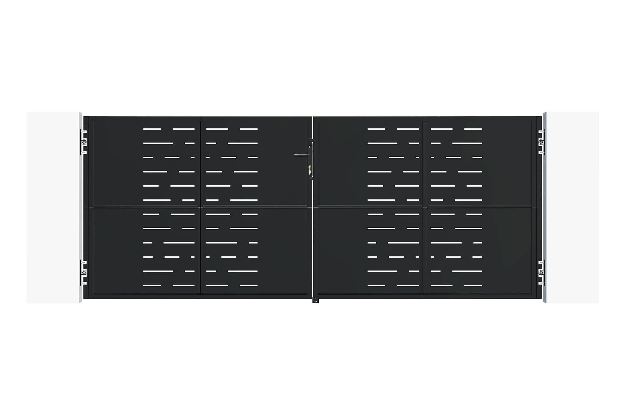 Casanoov Portail battant acier noir mat 3,5 m NALI ARLBERG H.140 cm + 2 ...