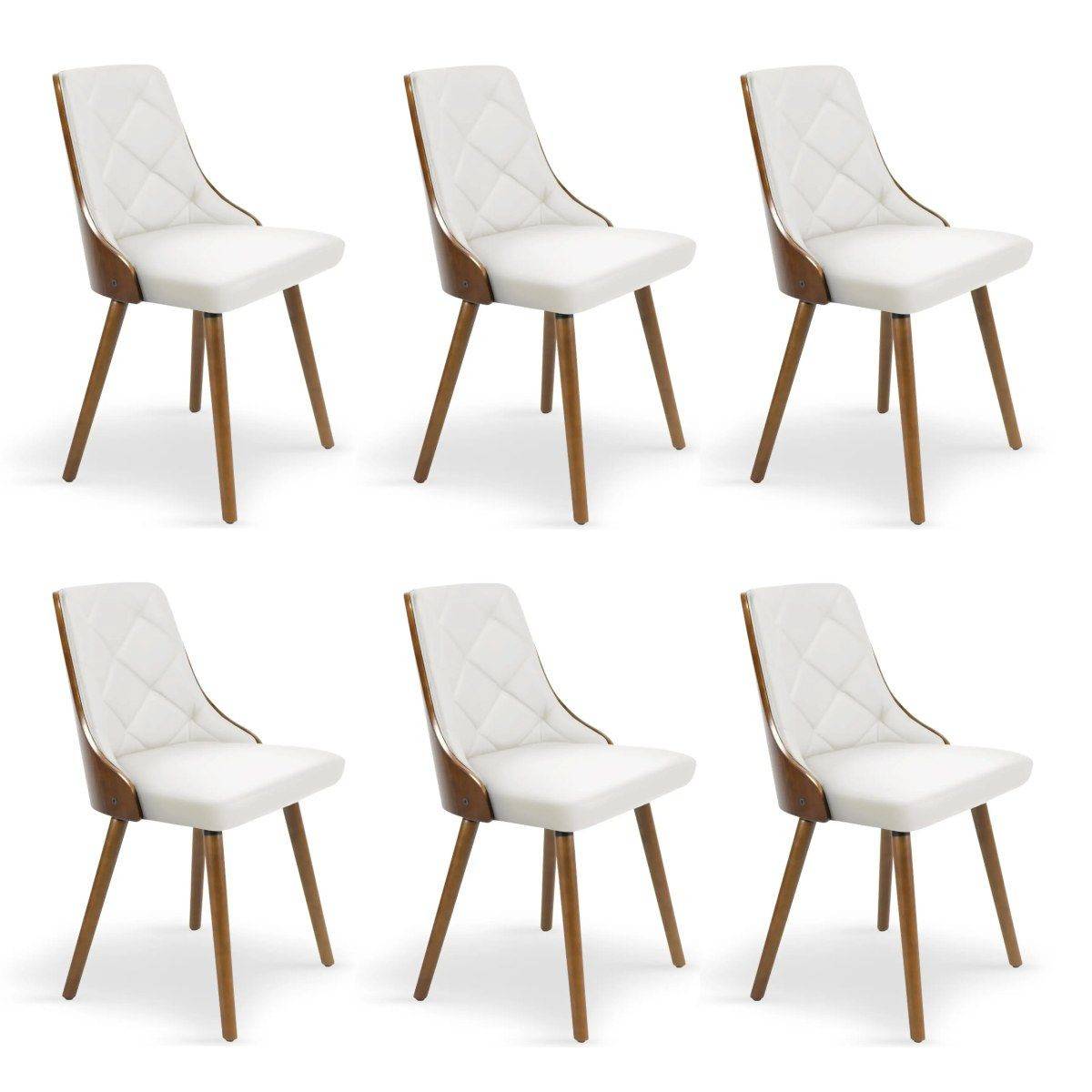 Lot de 6 Chaises Scandinave "Cargo" 79cm Noisette & Blanc - Gamm vert