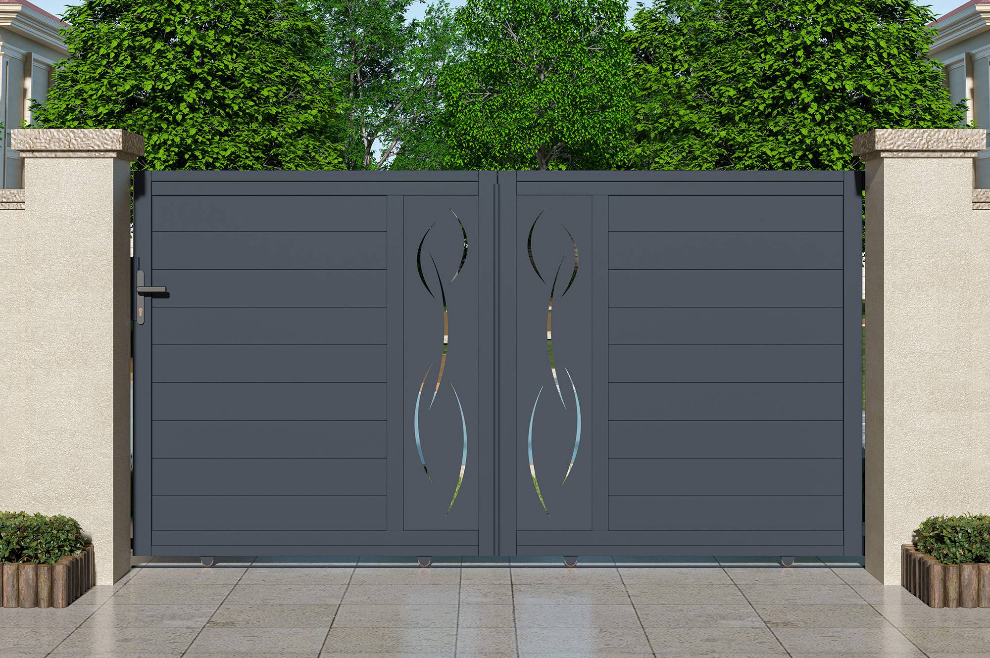 Portail coulissant 3 m LIFE H.160 cm + 2 poteaux H.190 cm aluminium ...