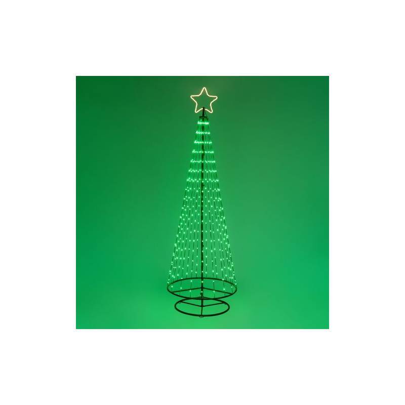Sapin Conique lumineux sur Mat H240cm 342 Led pixel RGB Lotti - Gamm vert