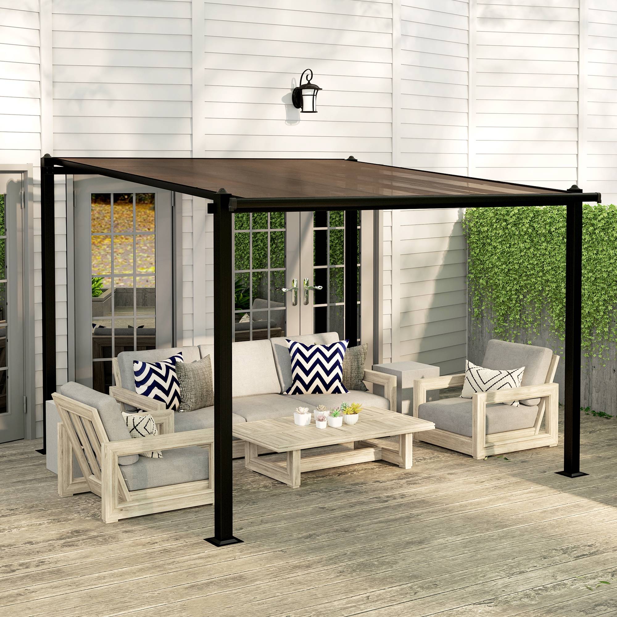 Pergola aluminium gris 292 x 295 x 230 cm - PANGIVO - Gamm vert