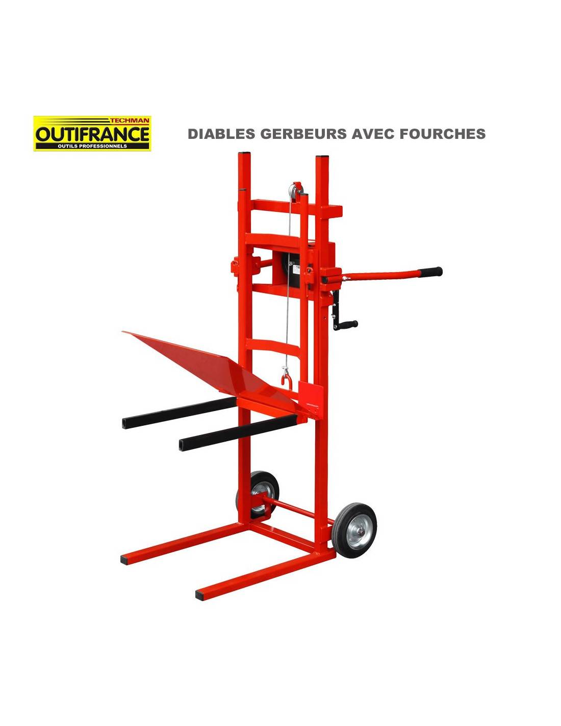 Diable Gerbeur 150 Kg - Fourche 450 Mm - Entraxe 320 Mm - Outifrance ...