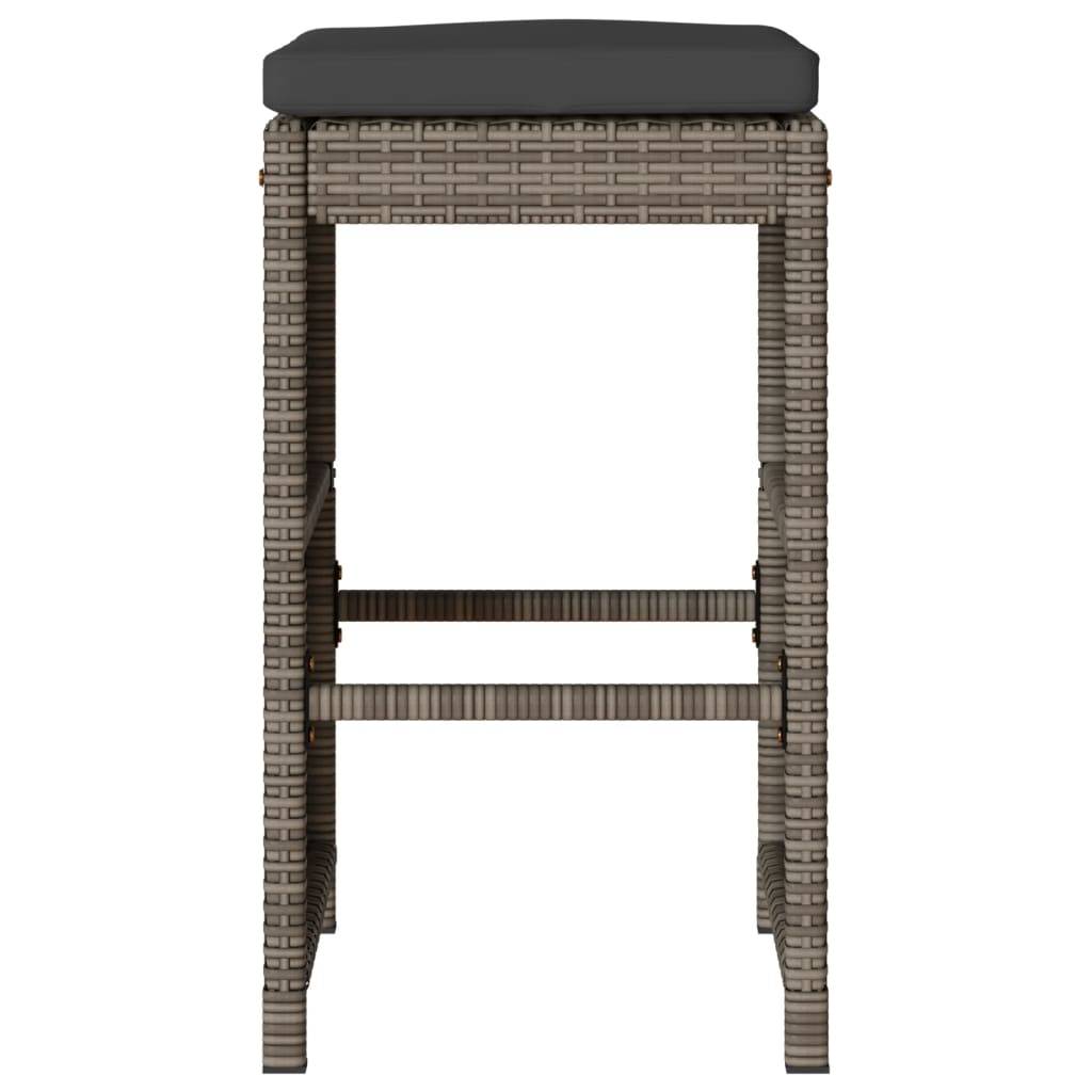 Tabourets de bar jardin coussins gris résine tressée 40 x 40 x 76 cm ...