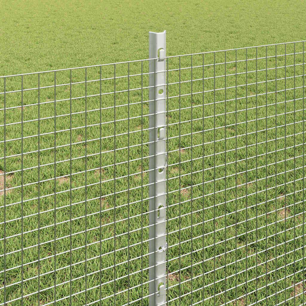 Clôture avec poteau Acier Argenté 5000 x 2,7 x 80 cm, Poids :30.09kg ...