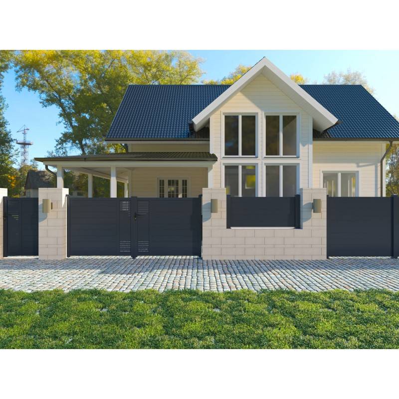 Portillon battant aluminium 100x158 cm anthracite design TIME X-Metal ...