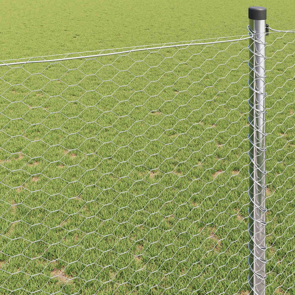 Clôture hexagonale Acier galvanisé Argenté 25 x 0,6 m, Poids :3.15kg ...